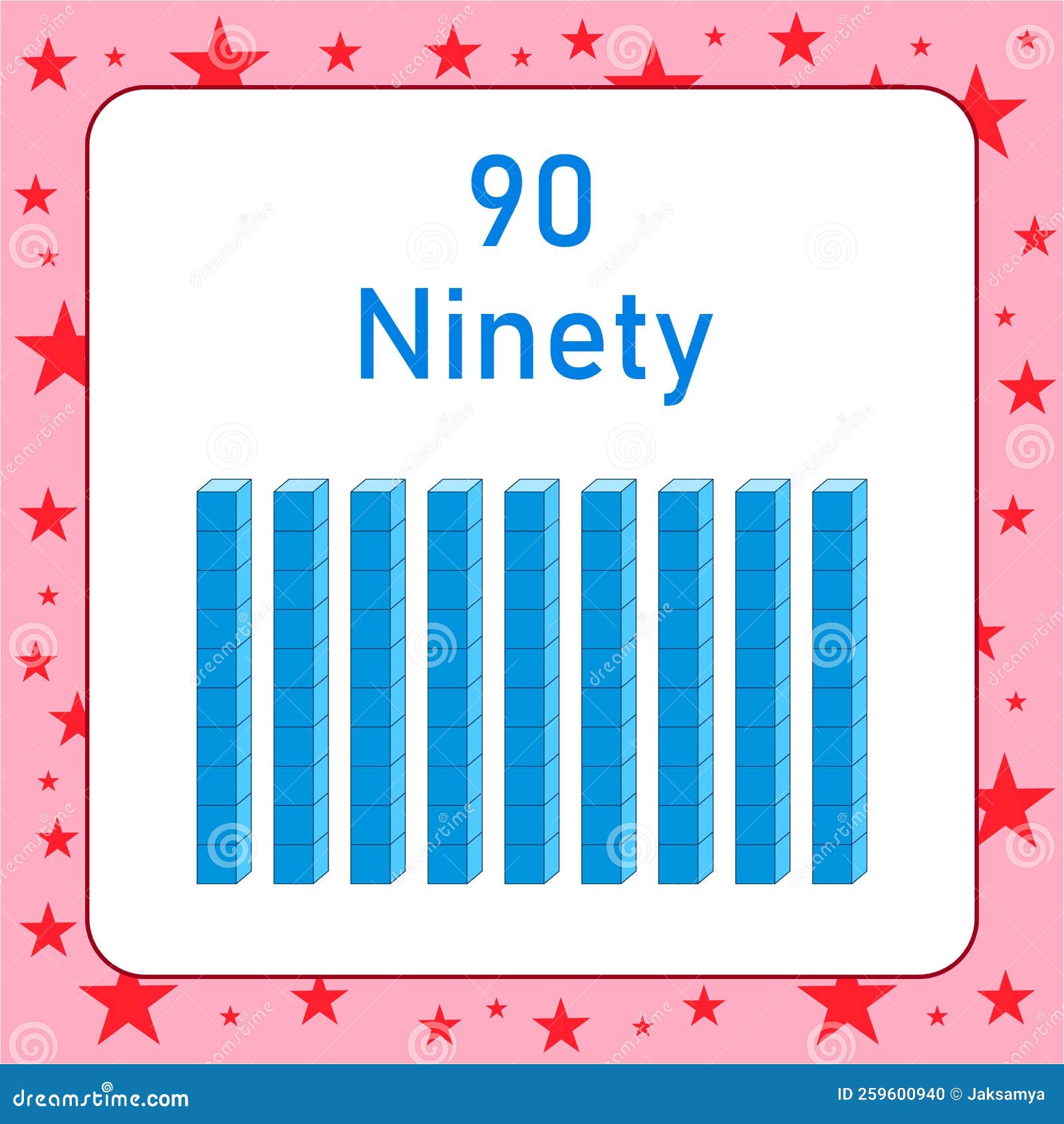 Base Ten Block Model of Ninety Number. Stock Vector - Illustration of ...