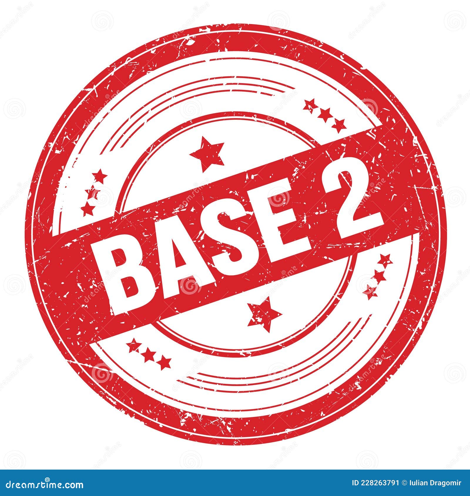 BASE 2 Text on Red Round Grungy Stamp Stock Illustration - Illustration ...