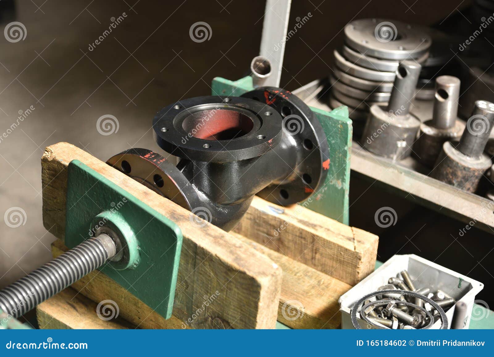 Base for Valve Installed for Assembly in Factory, Stock Photo - Image ...