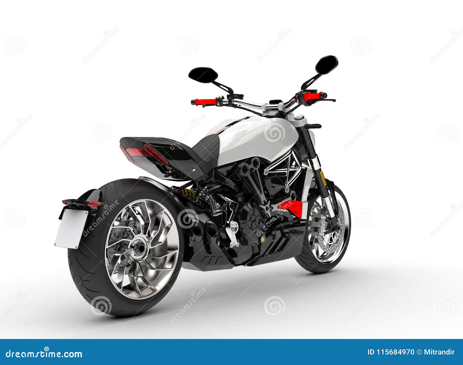 Base White Modern Powerful Motorcycle - Tail View Stock Illustration ...