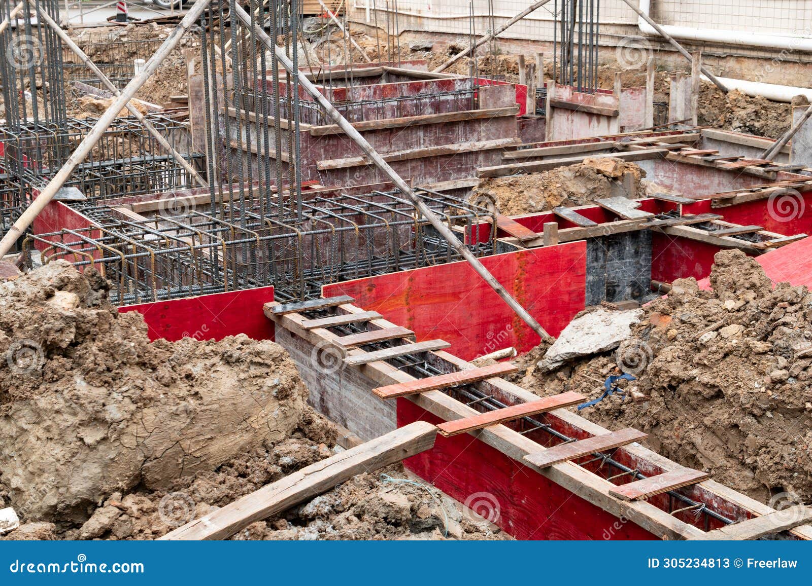 Base Works of Construstion Site of a New House Stock Image - Image of ...