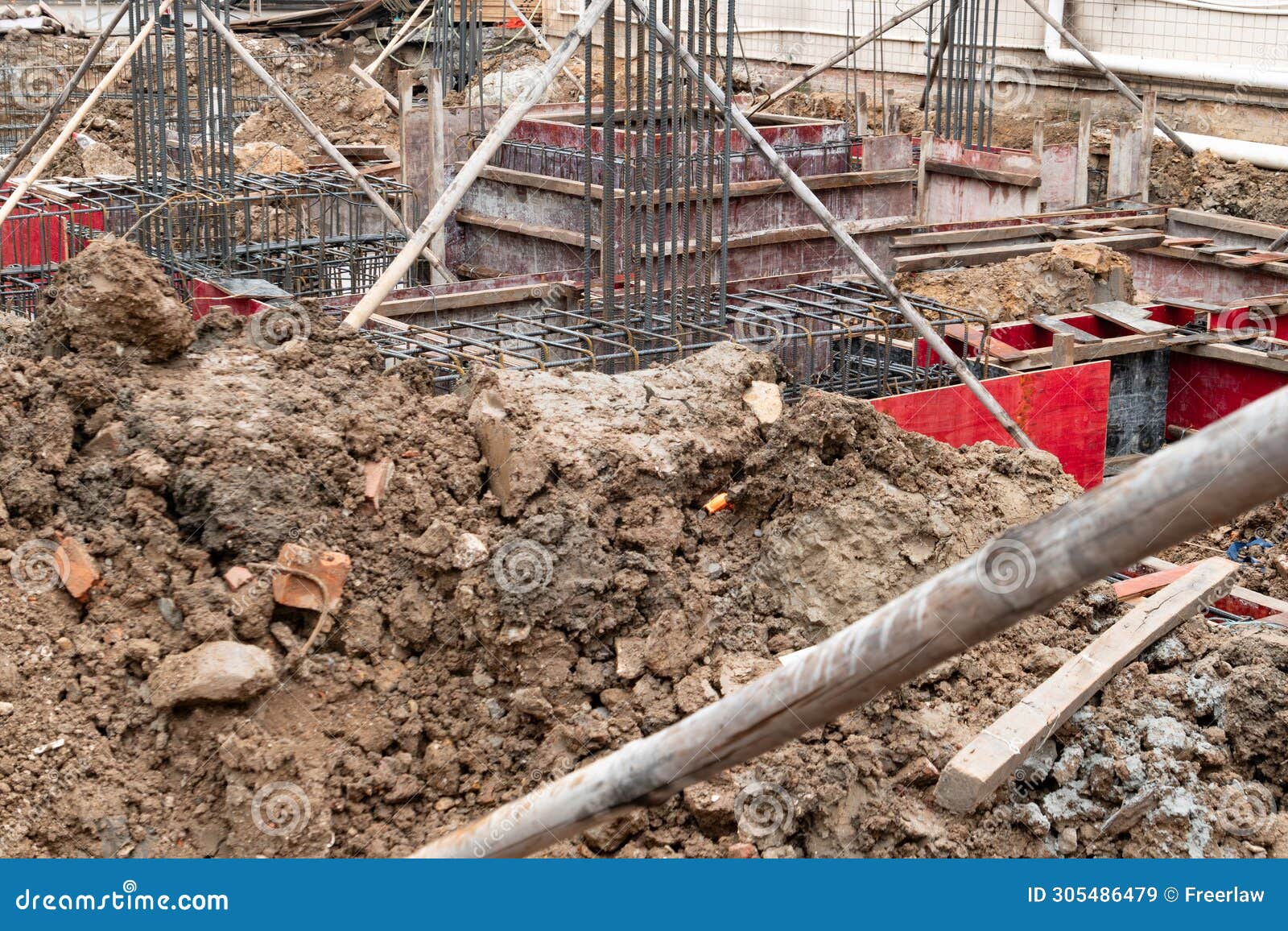 Base Works of Construstion Site of a New House Stock Image - Image of ...