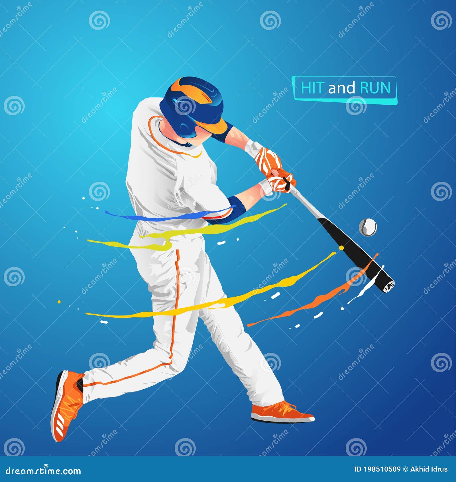 Baseball Batter Hit and Run Stock Vector - Illustration of baseball ...