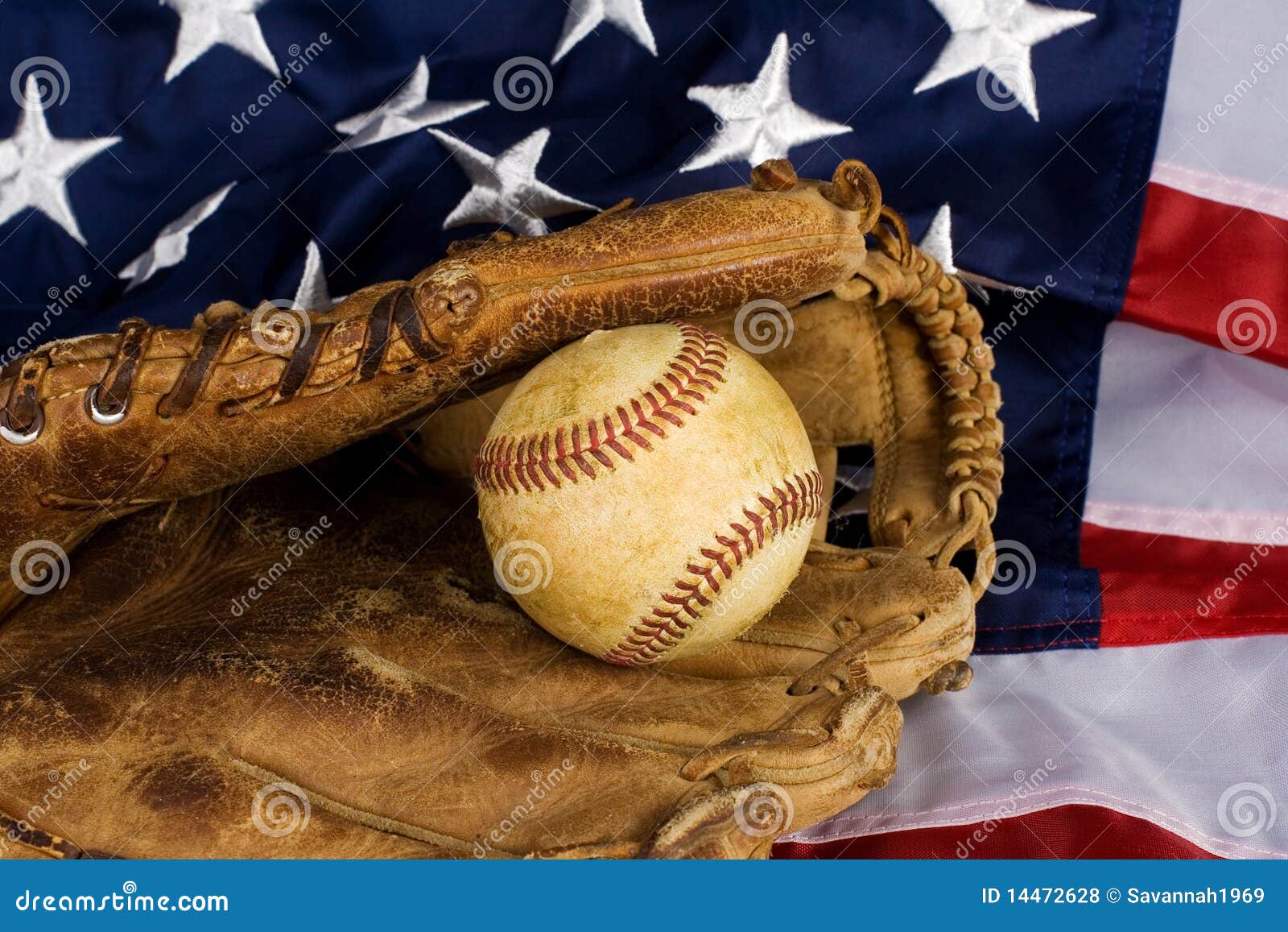 Baseball and American Flag stock photo. Image of ragged - 14472628
