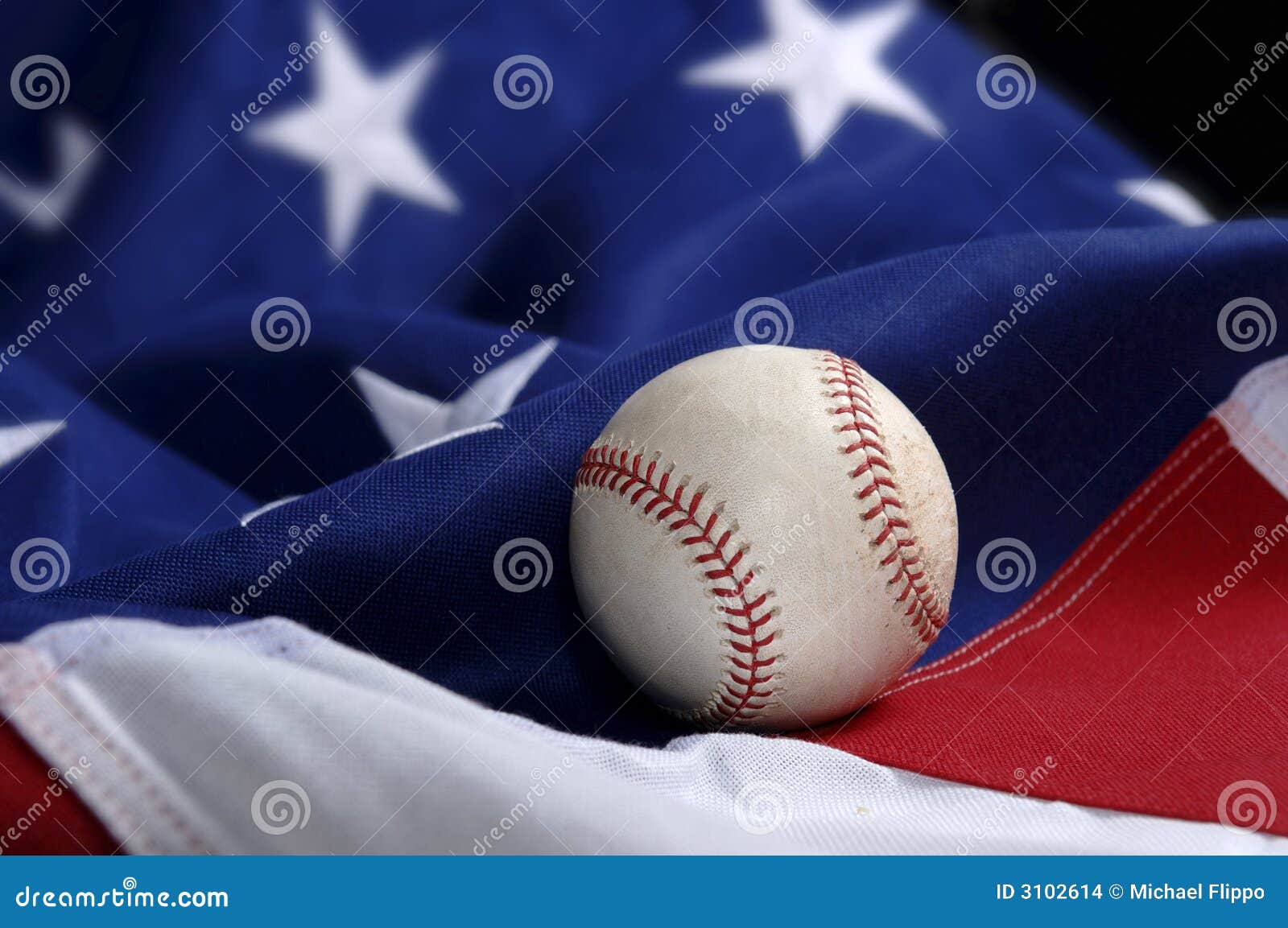 Baseball on American Flag stock photo. Image of baseball - 3102614
