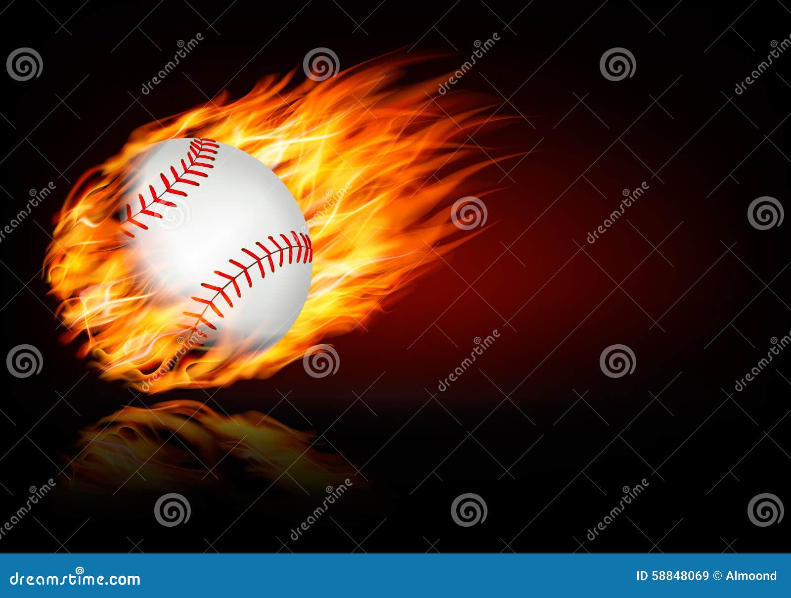 Baseball Background with a Flaming Ball. Stock Vector - Illustration of ...