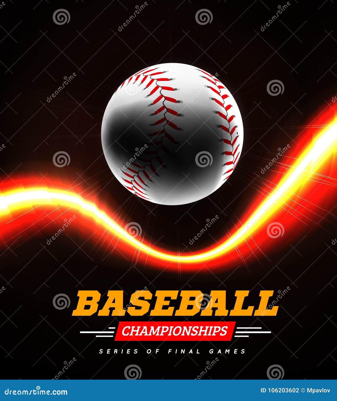 Baseball In The Backlight On A Black Background With A Flight Path In ...