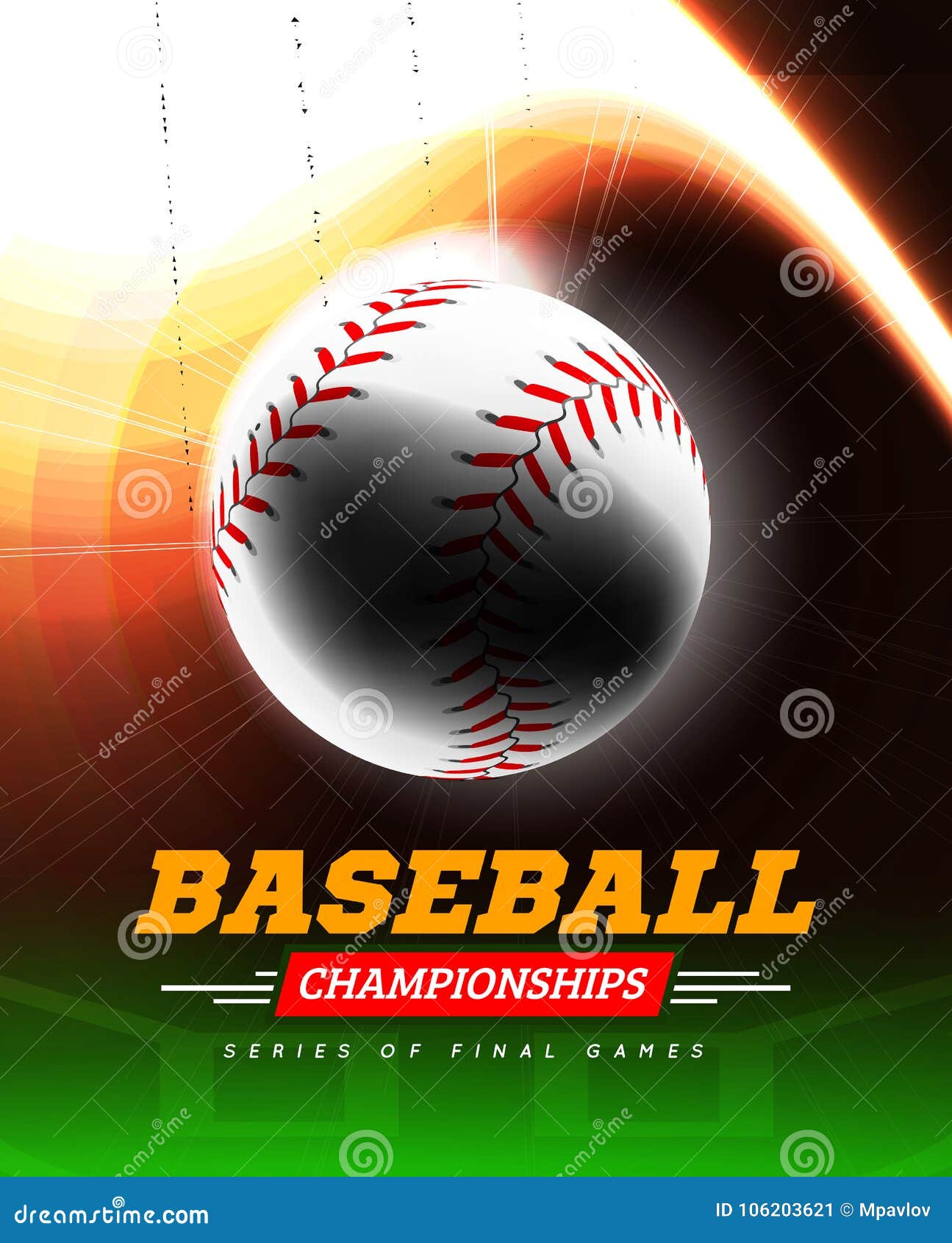 Baseball In The Backlight On A Black Background With A Flight Path In ...