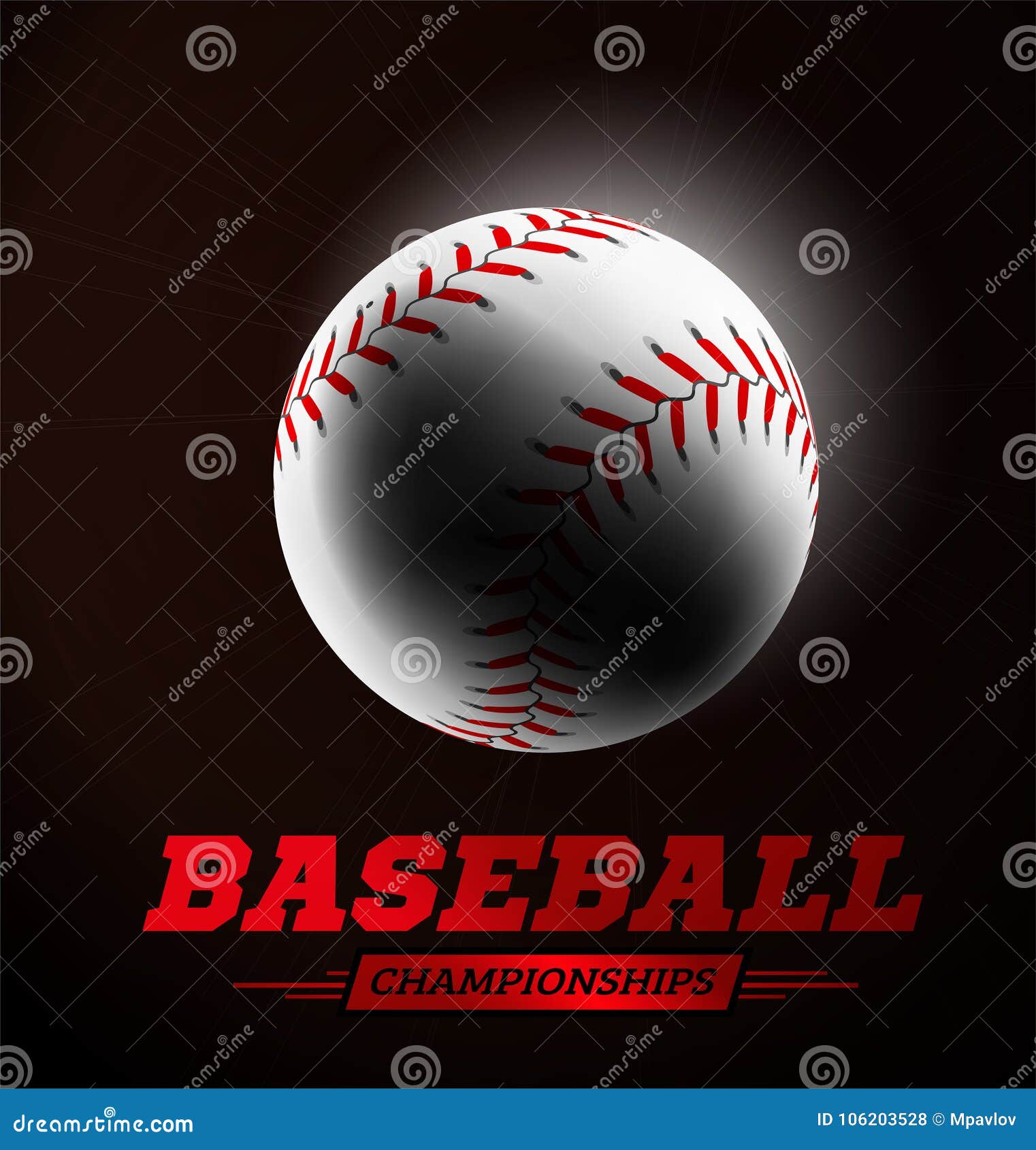 Baseball In The Backlight On A Black Background With A Flight Path In ...