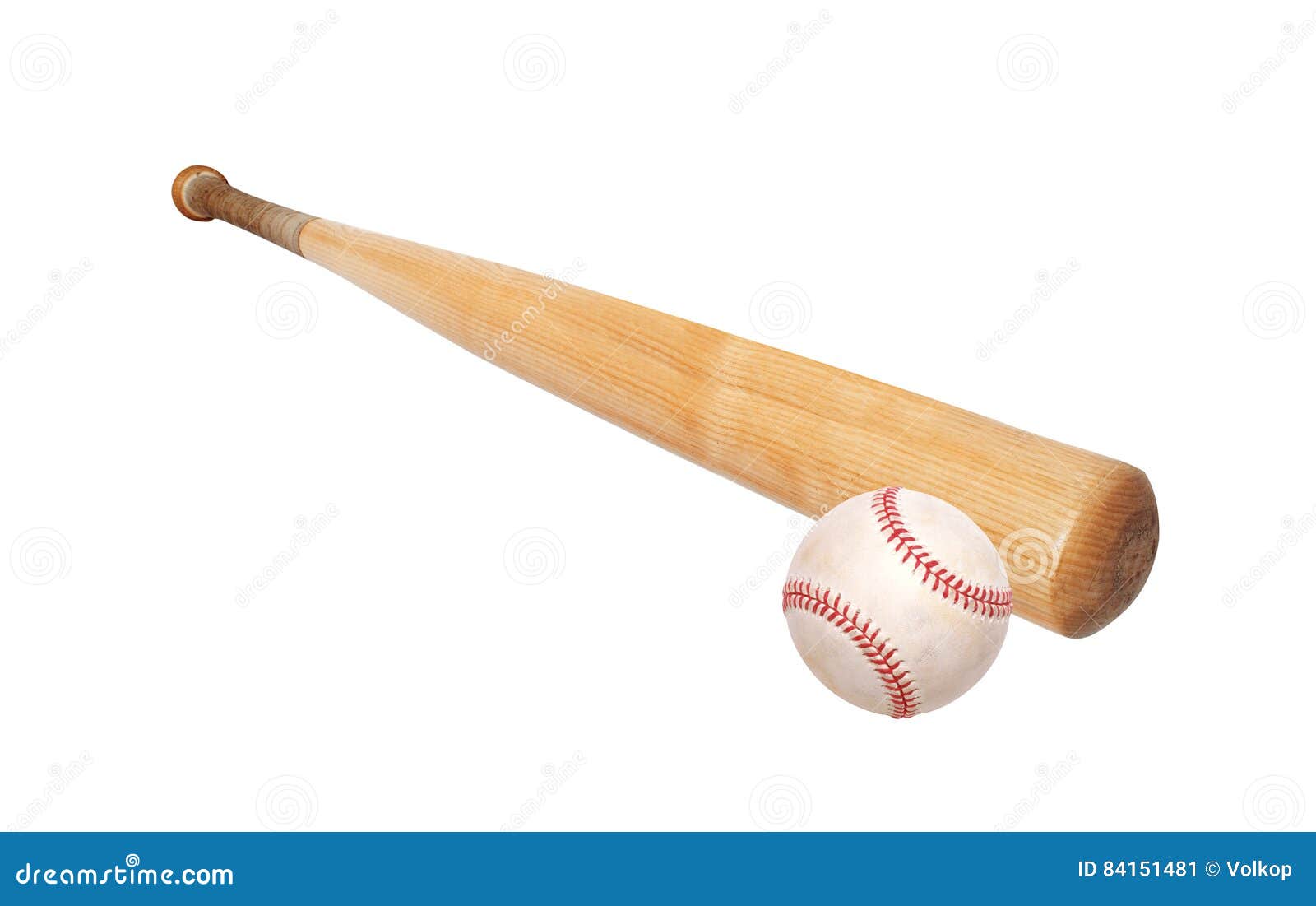 Baseball Ball And Bat Isolated On White Stock Image - Image of brown ...