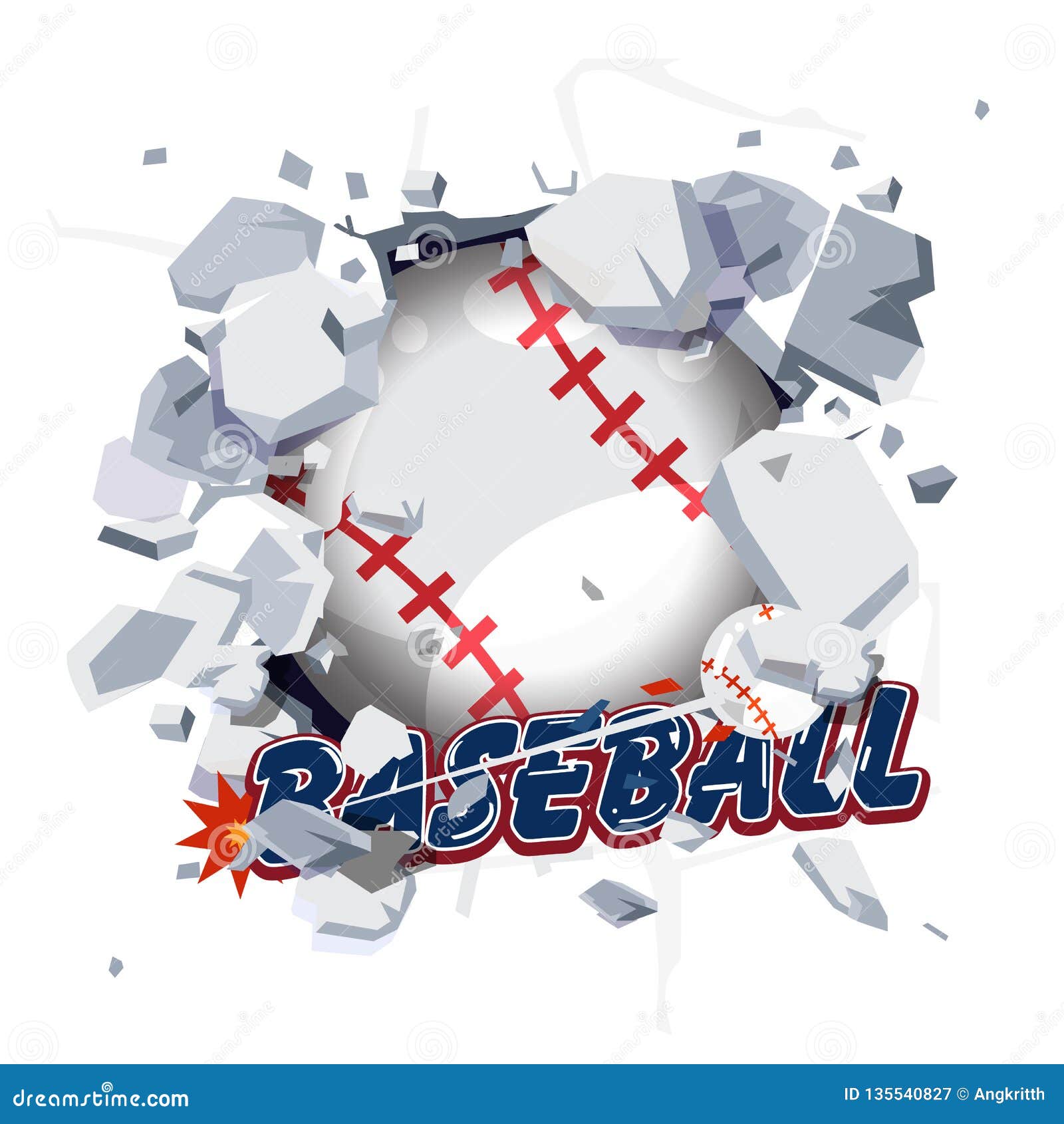 Baseball Ball Breakthrough Broken Wall. Logotype for Header Design ...