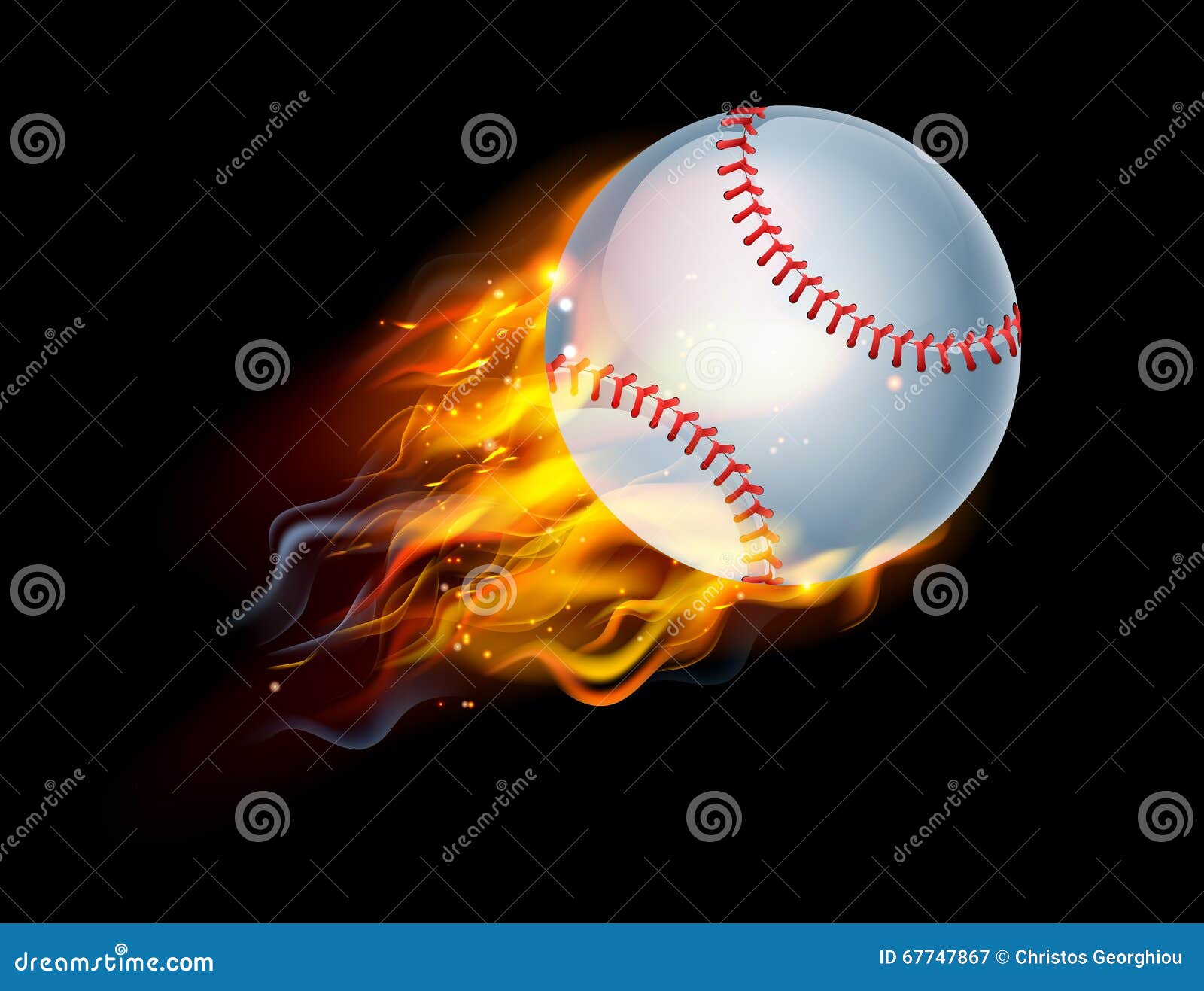 Baseball Ball on Fire stock vector. Illustration of burning - 67747867