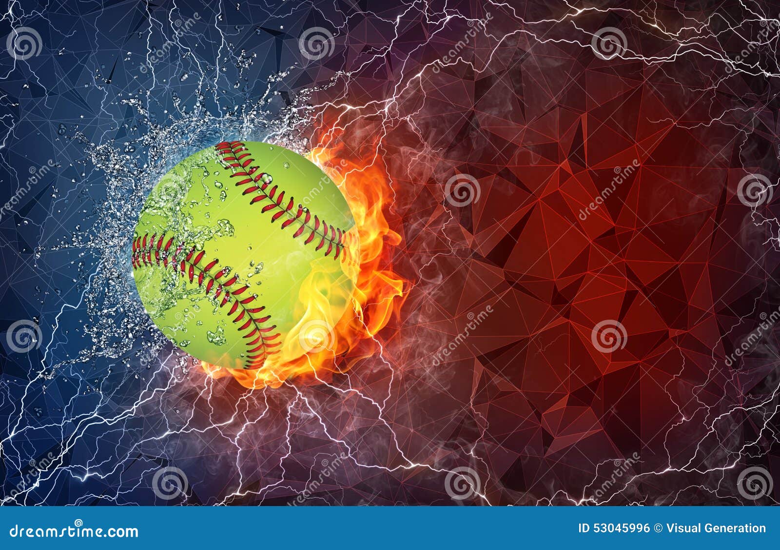 Baseball Ball in Fire and Water Stock Illustration - Illustration of ...