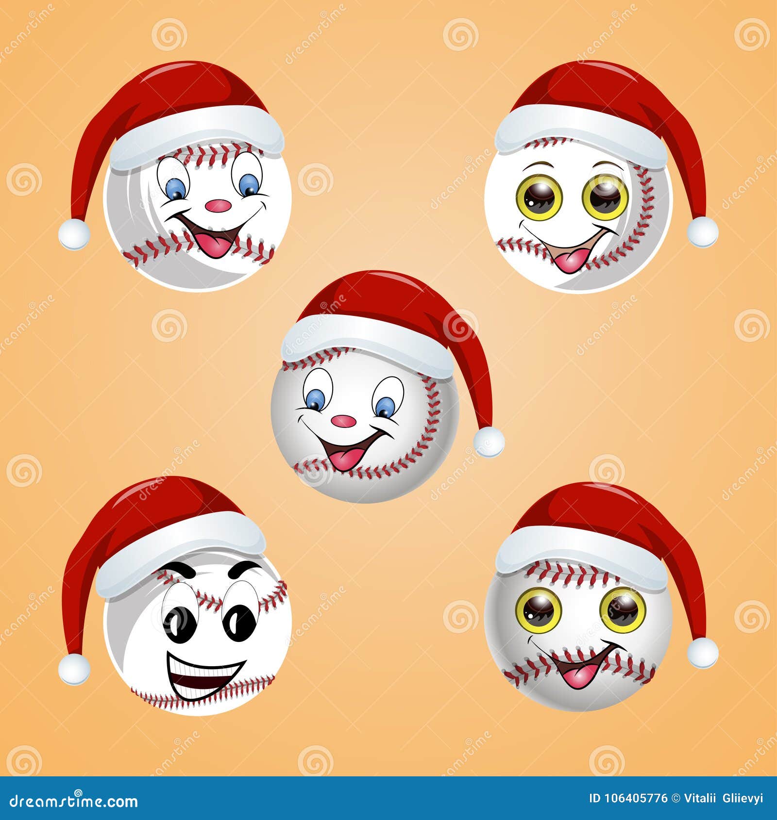 Baseball Ball in the Hat of Santa Claus Stock Vector - Illustration of ...