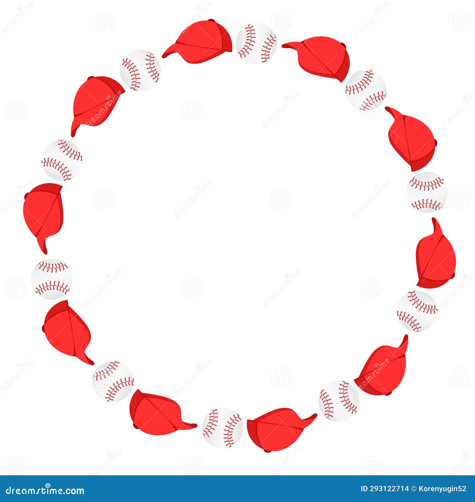 Baseball Ball and Hat Sport Art Drawn Round Frame Stock Vector ...