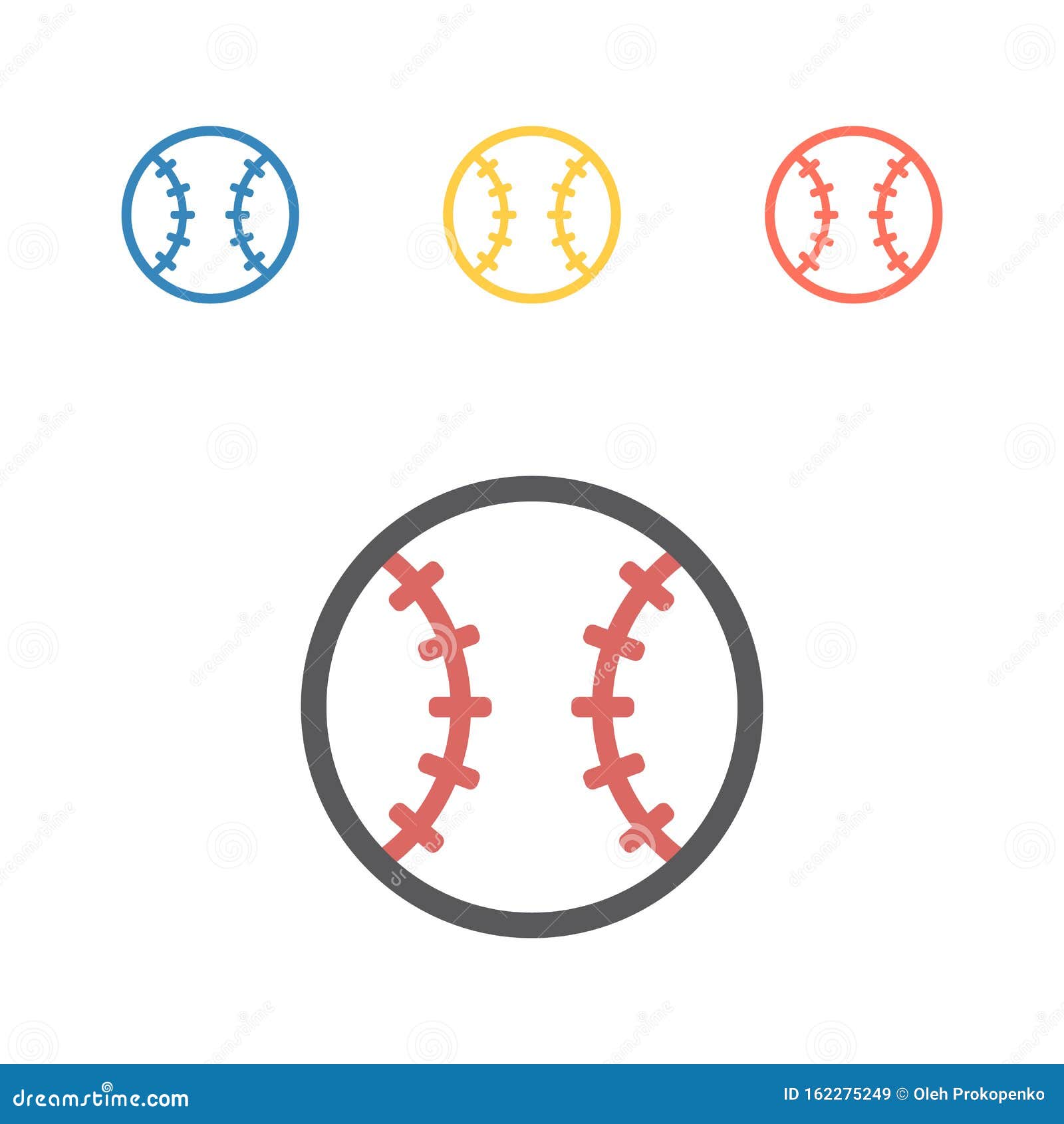 Baseball Ball Line Icon. Vector Sport Signs for Web Graphics. Stock ...