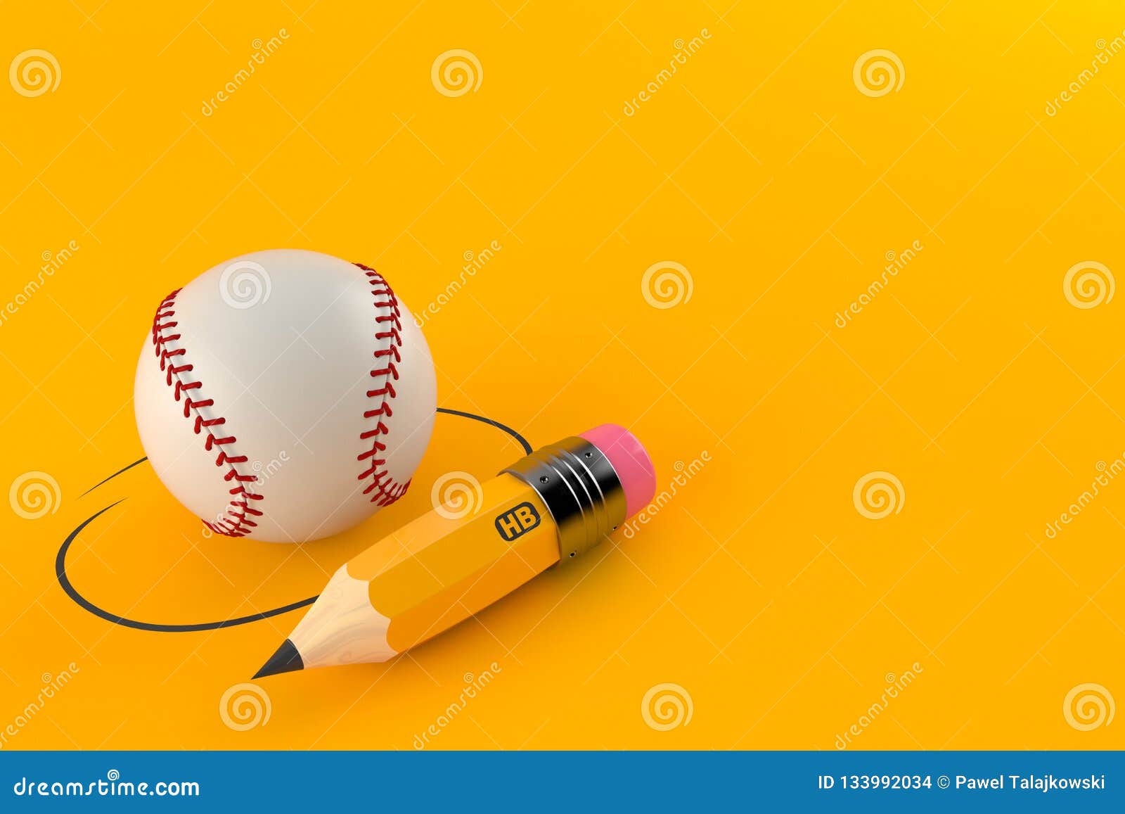 Baseball ball with pencil stock illustration. Illustration of white ...