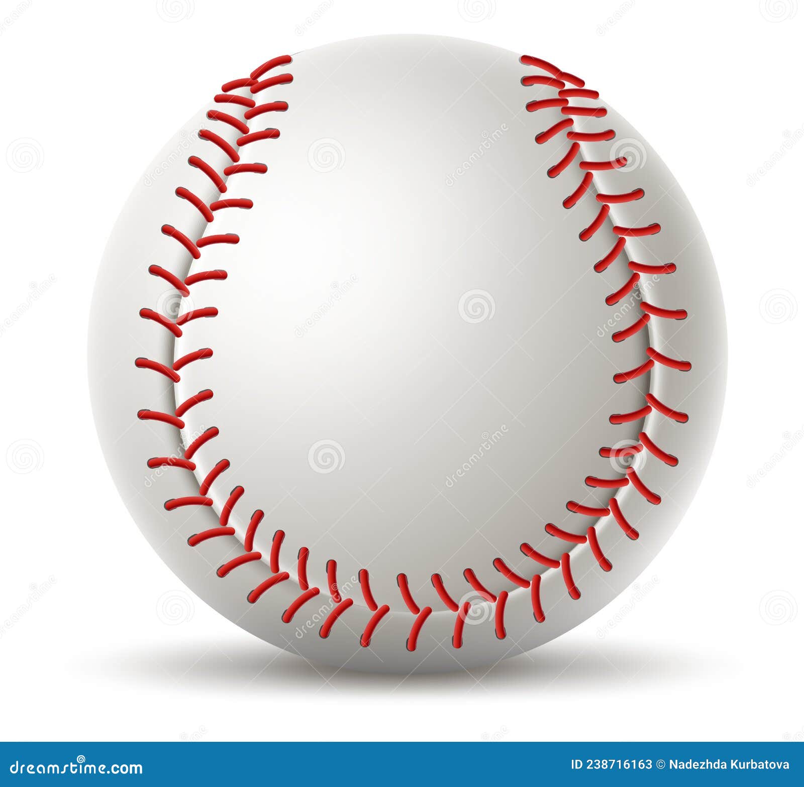 Baseball Ball. Realistic White Sphere with Red Stitches Stock Vector ...