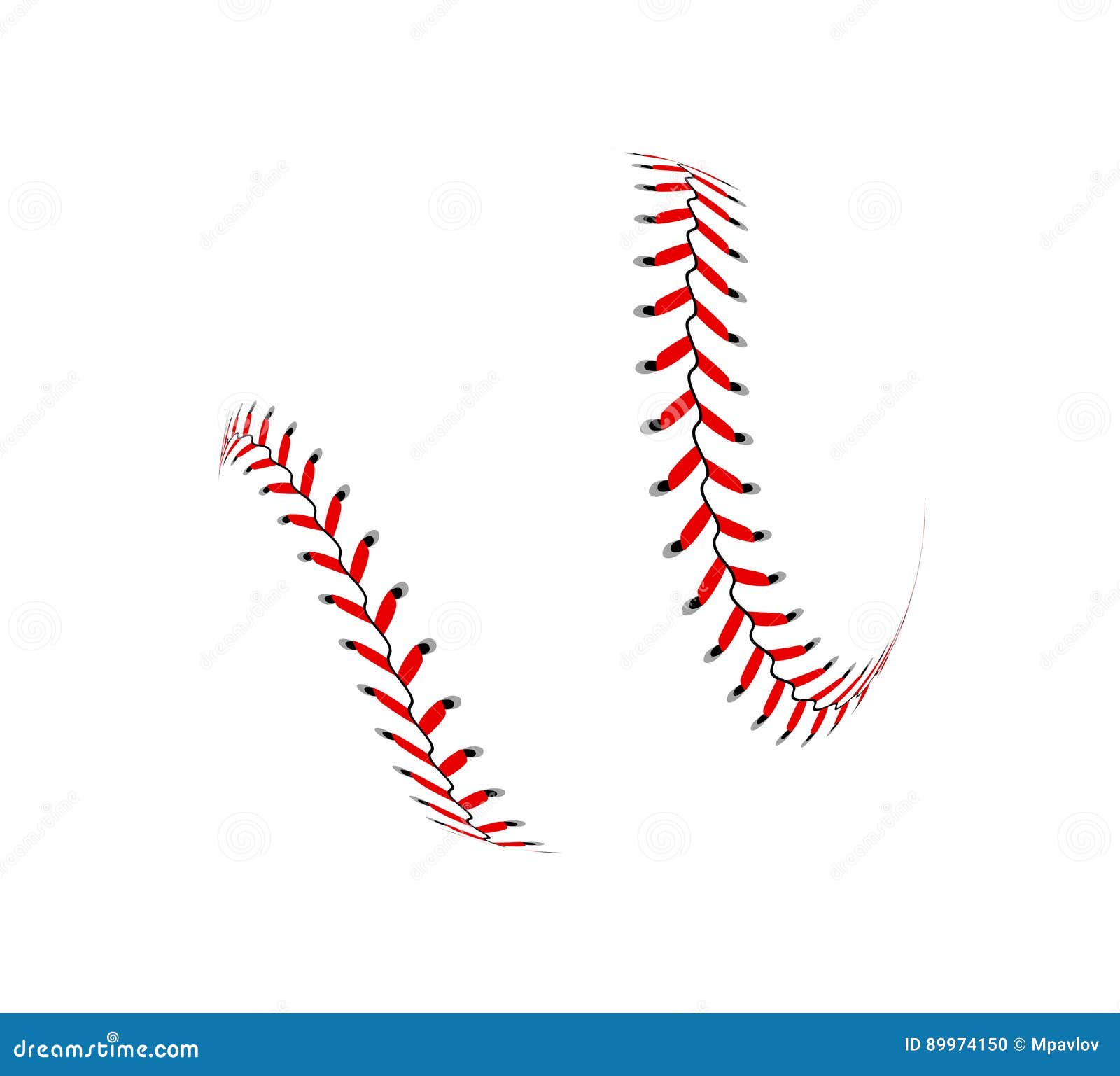 Baseball Laces Set. Baseball Stitches With Red Threads. Sports Graphic ...