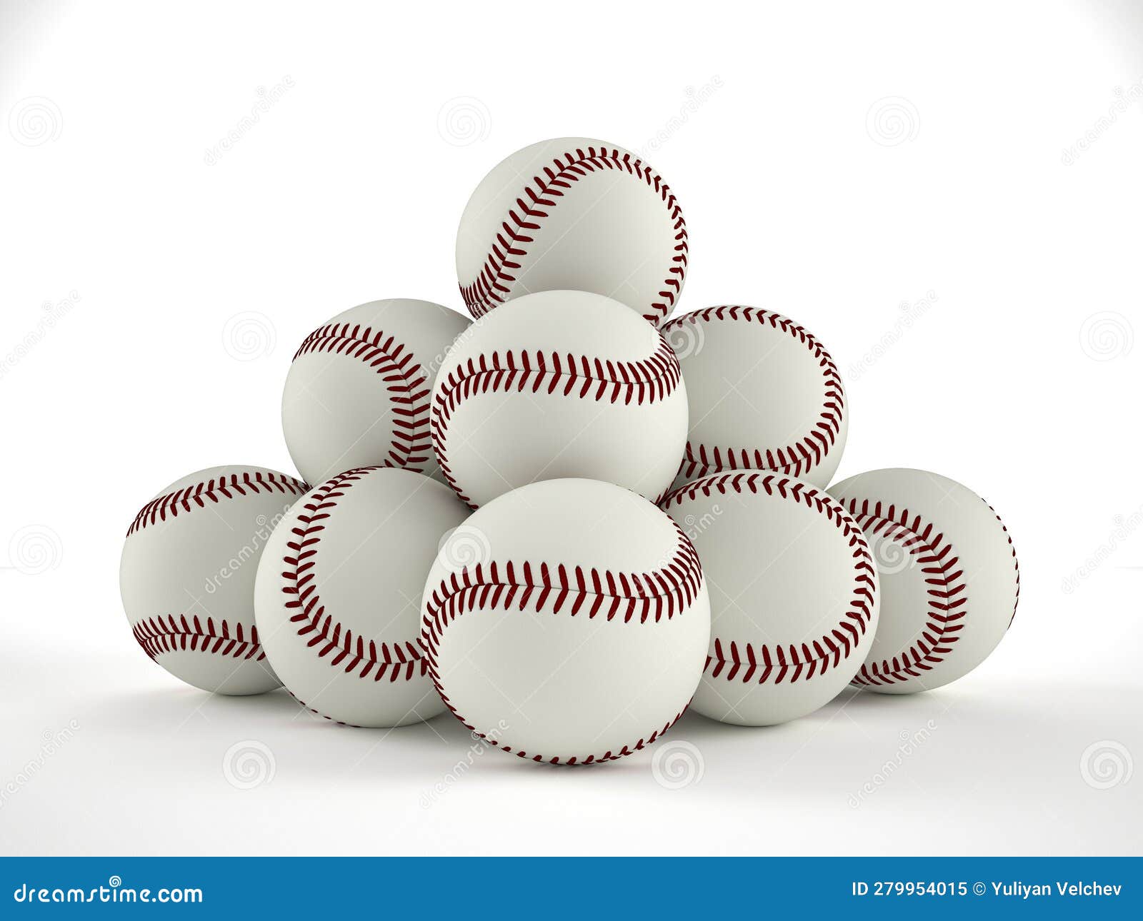 Baseball Balls Background With Red Stitching Lying In A Pile Vector ...