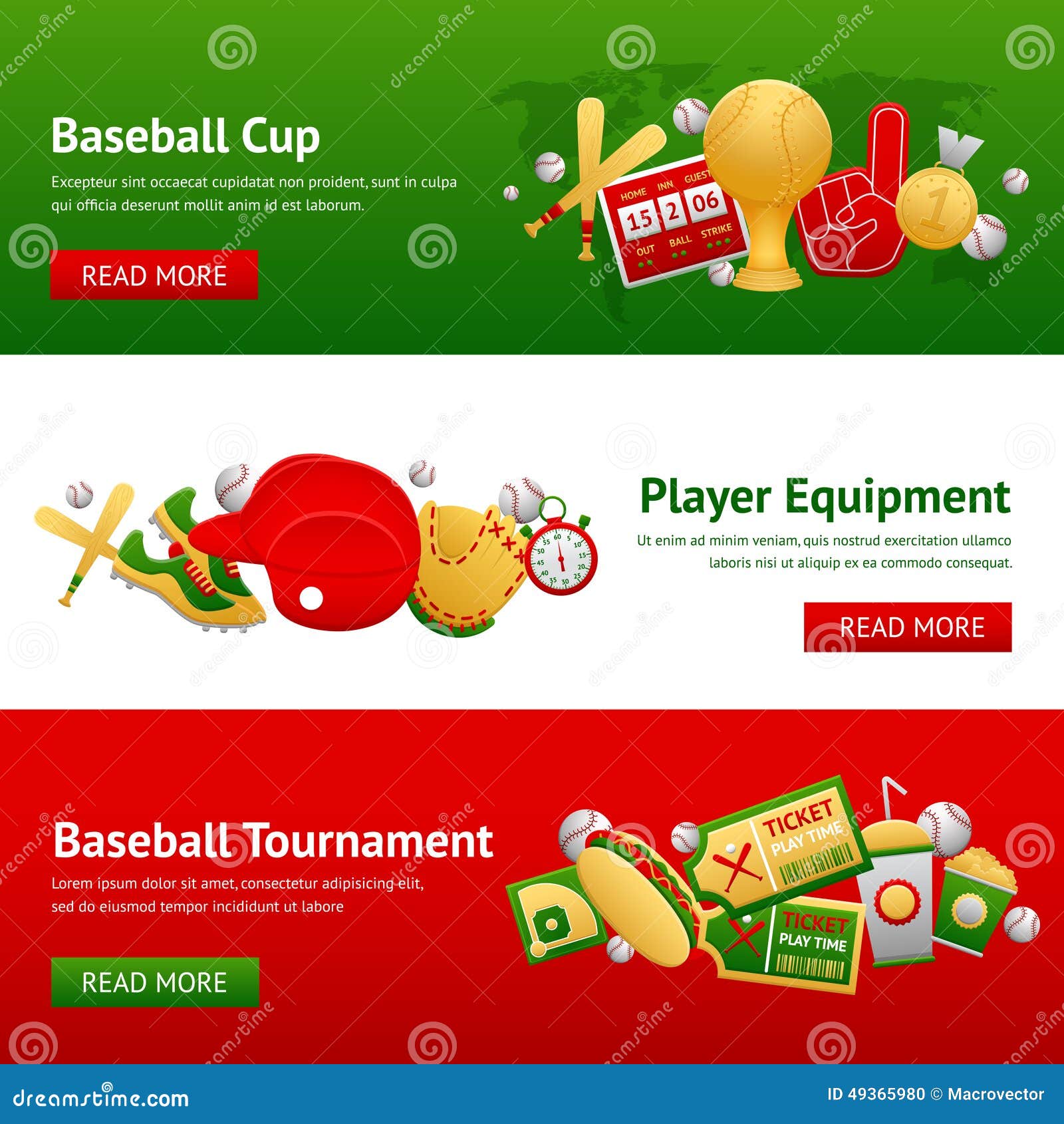 Baseball Banner Set stock vector. Illustration of poster - 49365980