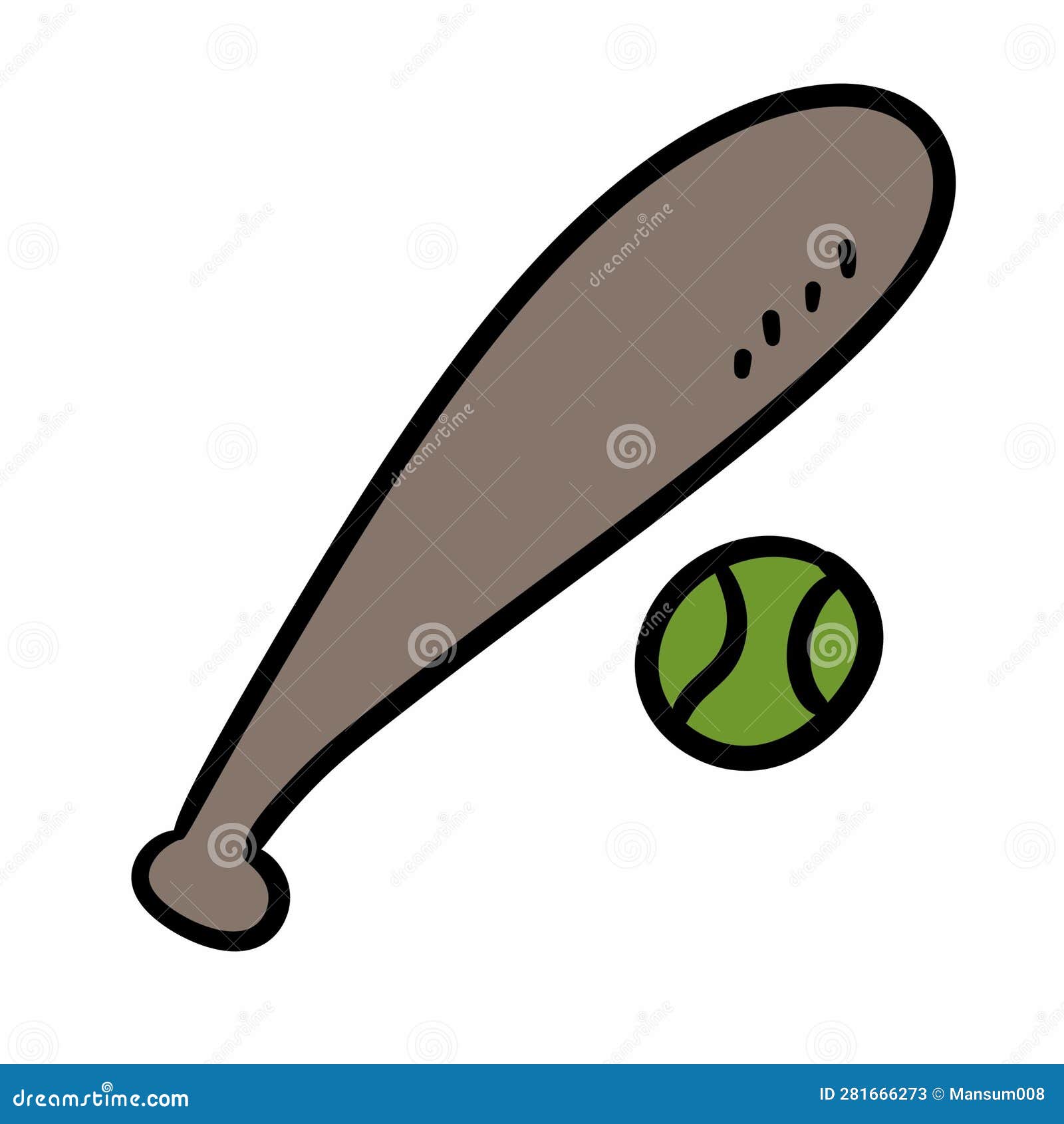 Baseball Bat and Ball Cartoon Illustration Stock Illustration ...