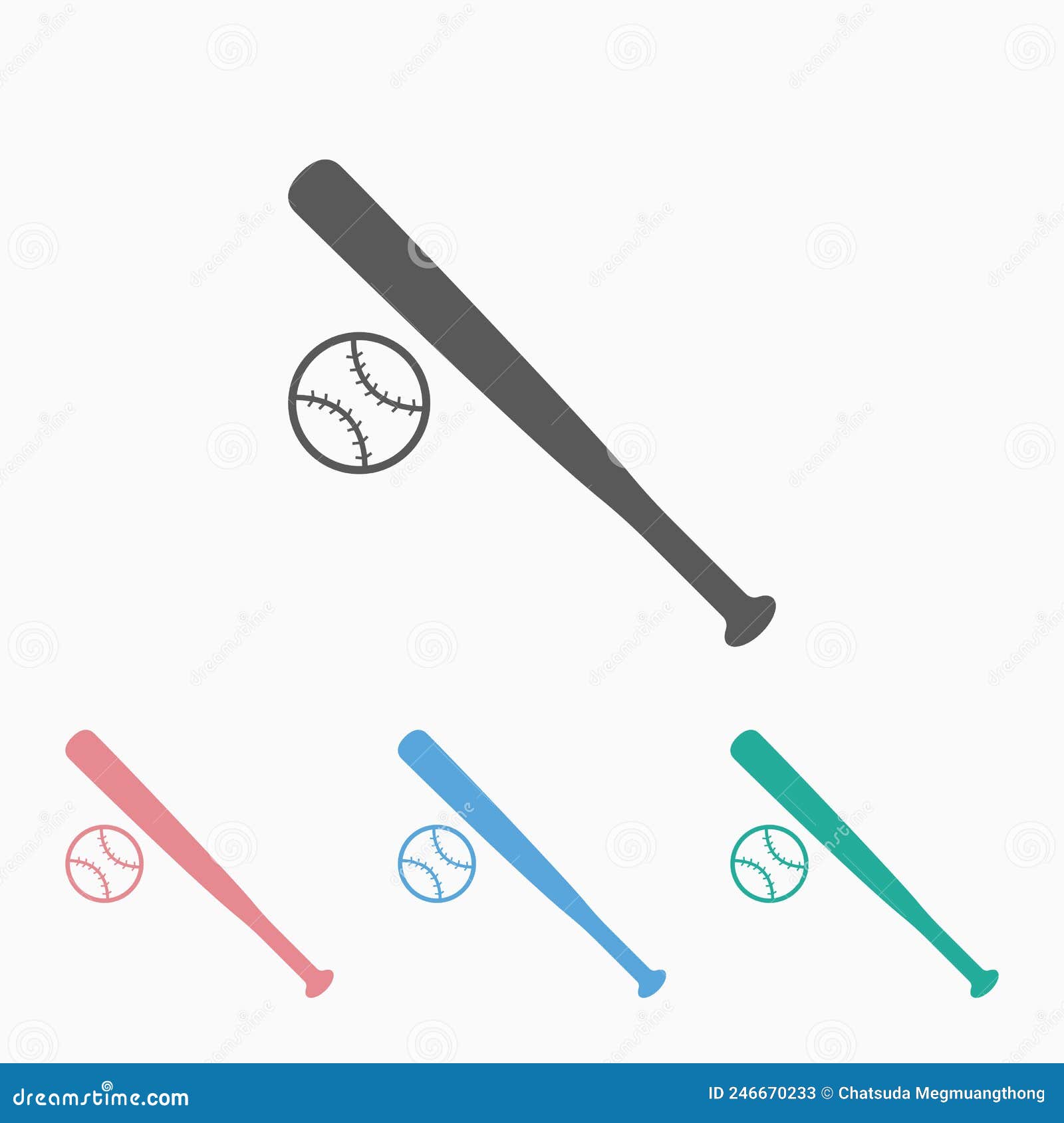 Baseball bat and ball icon stock vector. Illustration of cubs - 246670233