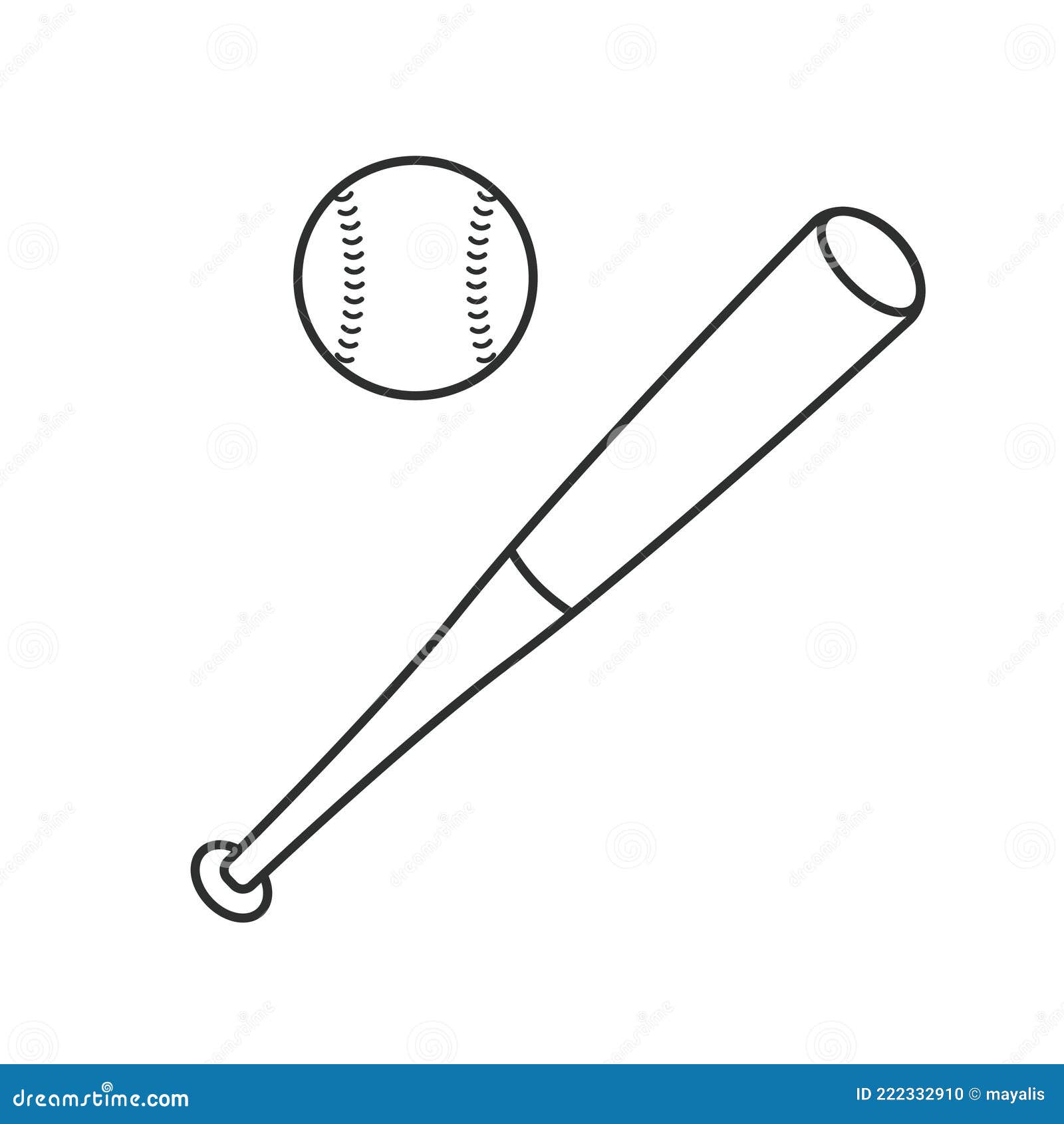 Baseball Bat and Ball Outline Stock Vector - Illustration of game ...