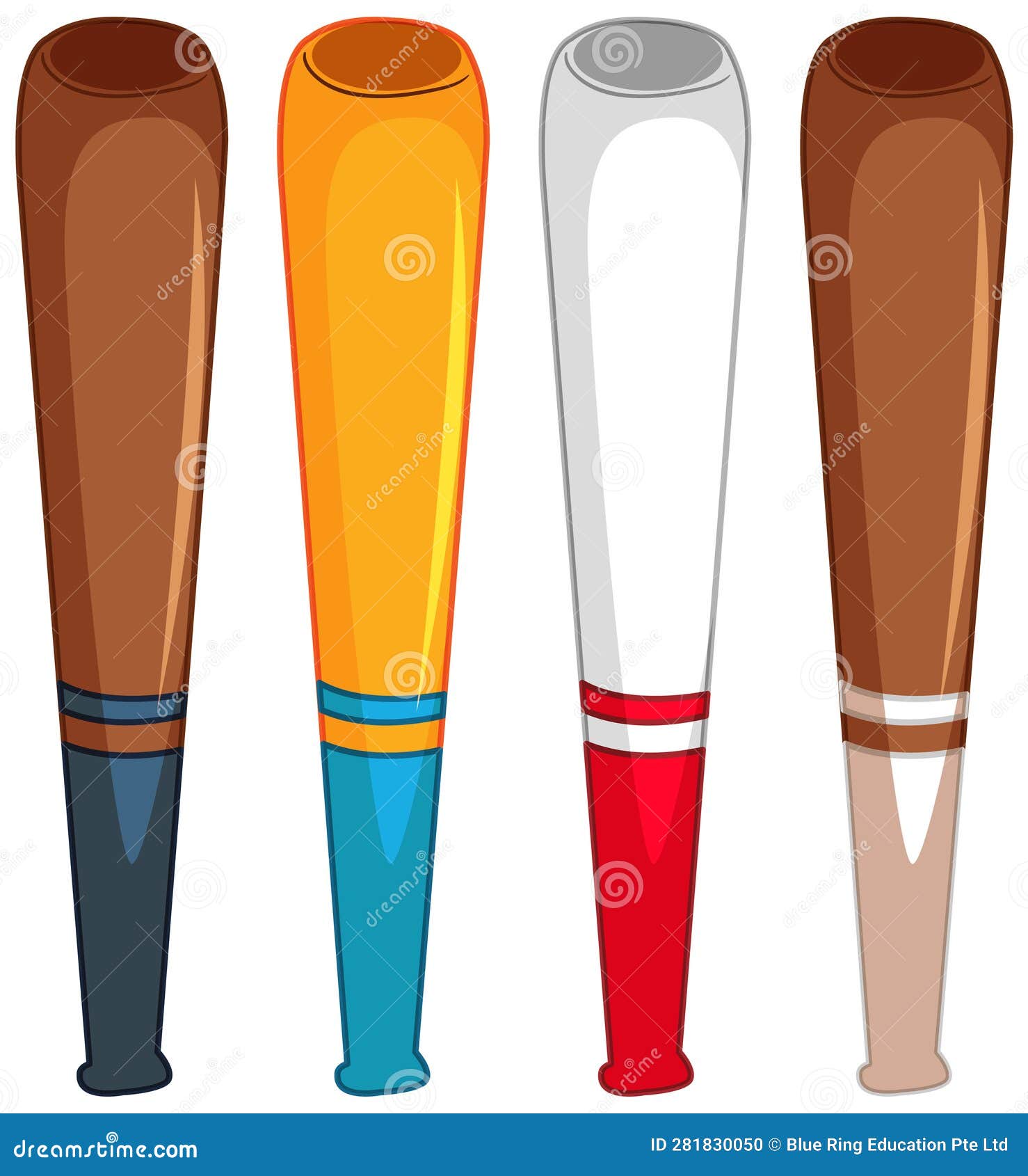 Baseball Bat in Different Colour Set Stock Vector - Illustration of ...