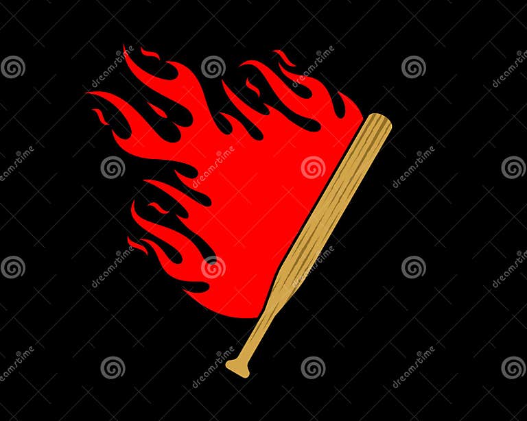 Baseball Bat with Fire Flame Stock Vector - Illustration of fast, game ...