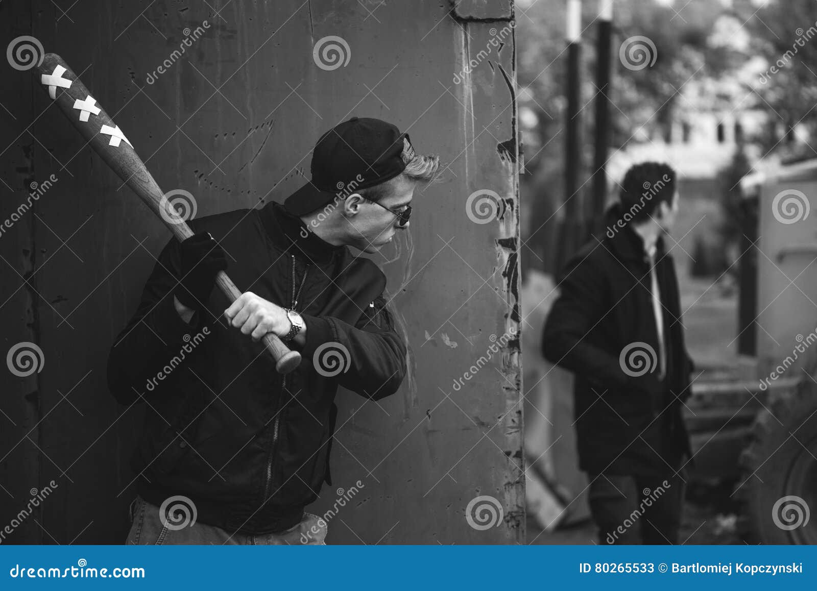 Hooligan Ready To Attack with Baseball Bat Stock Image - Image of ...
