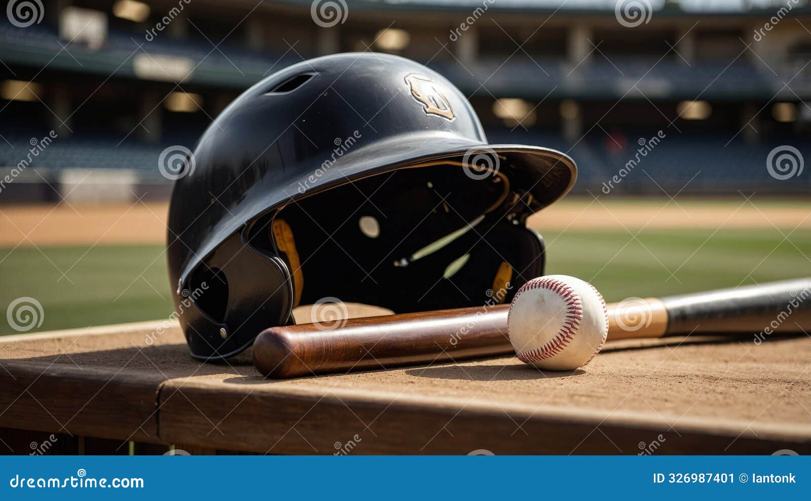 Baseball Bat and Helmet on a Dugout Bench Stock Illustration ...