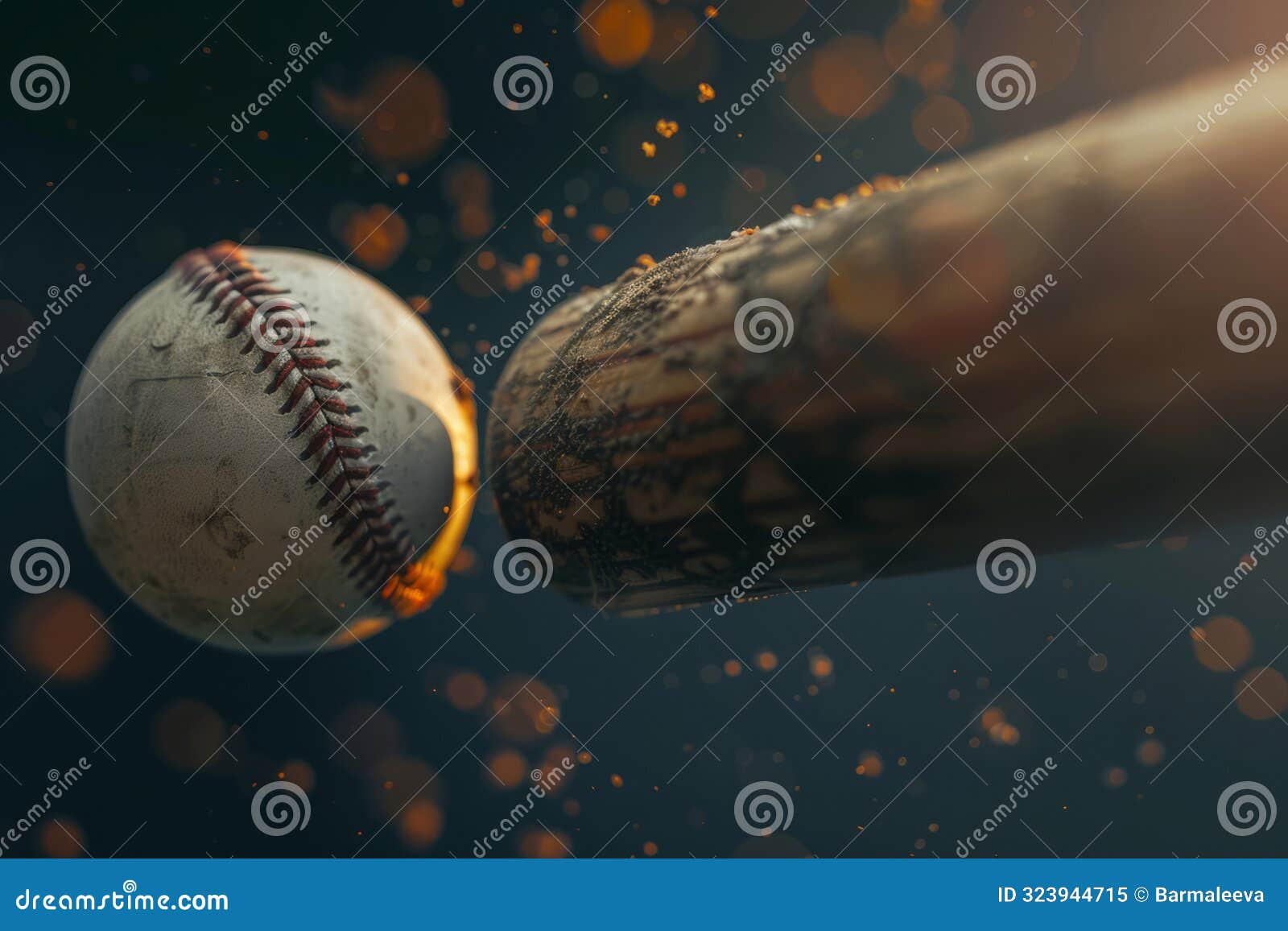 Baseball Bat Hitting Ball in Mid Air Stock Image - Image of bokeh ...