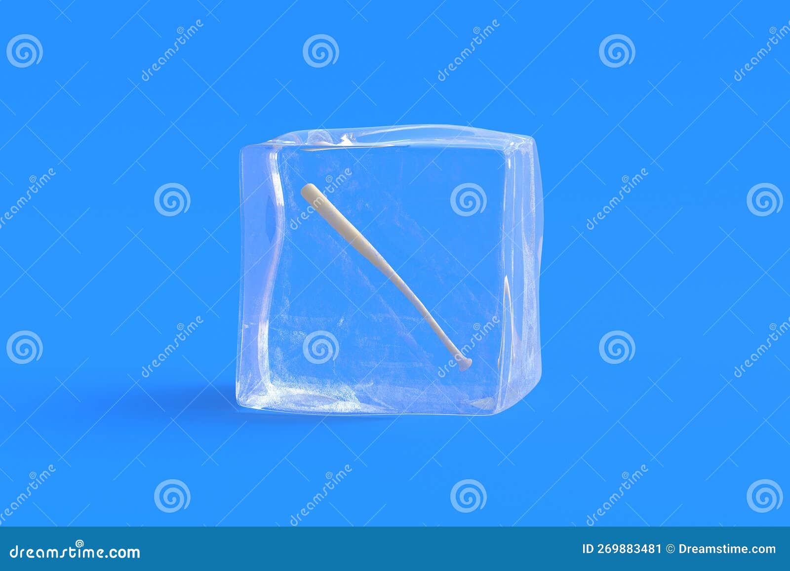 Baseball bat in ice cube stock illustration. Illustration of seam ...