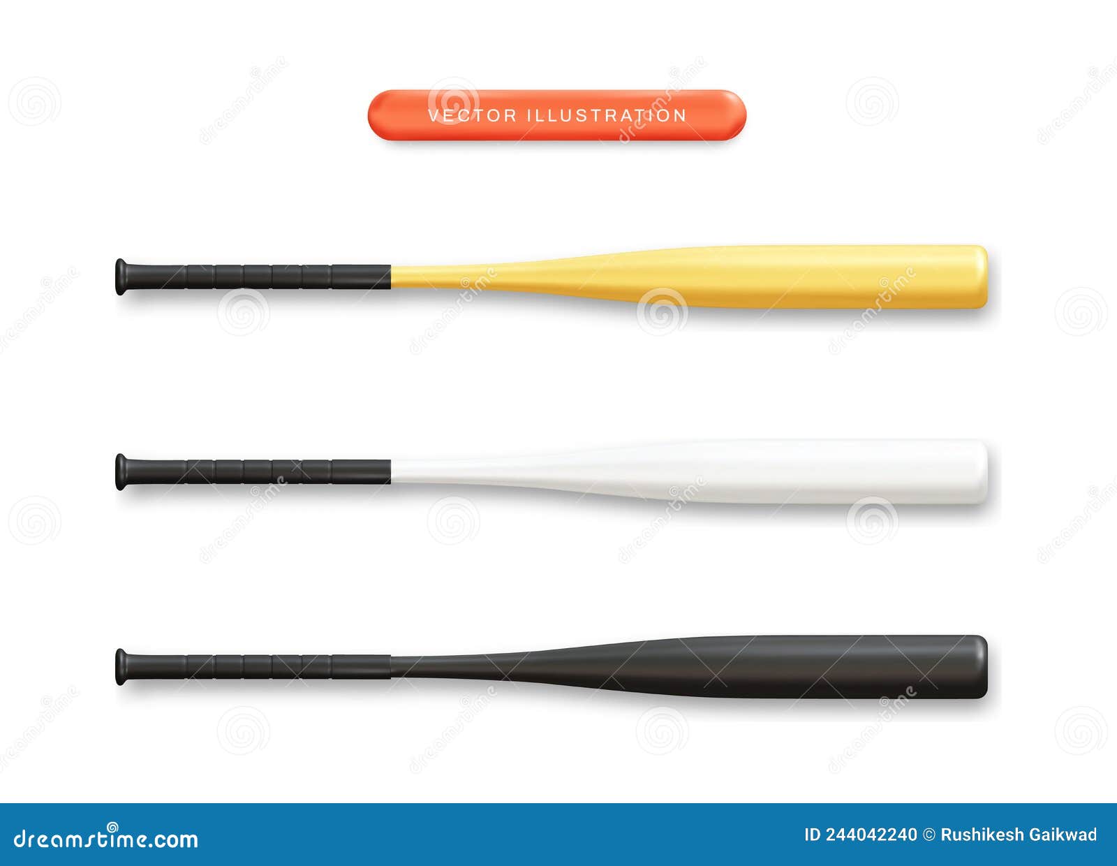 Baseball Bat Realistic 3d Vector Illustration Stock Vector ...