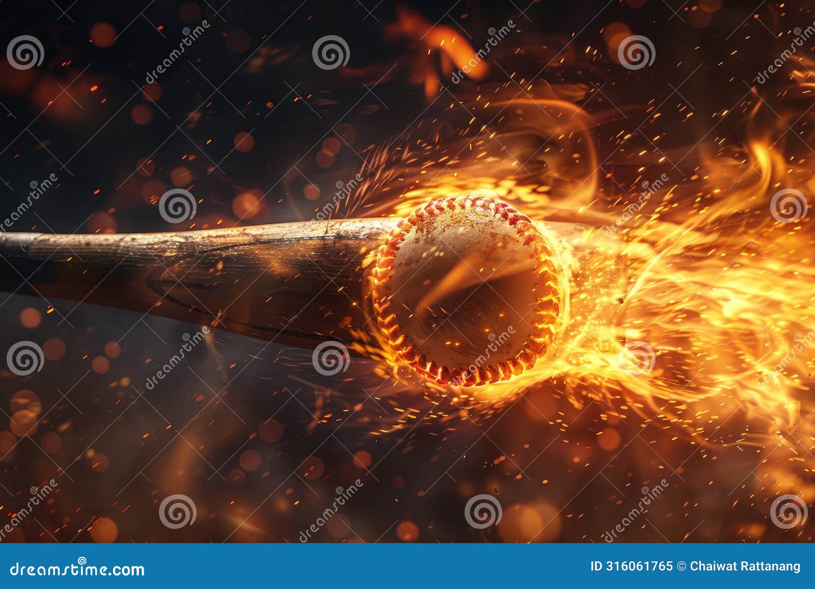 Baseball Bat Shattered by Swinging at a Baseball the Form of an Burn on ...