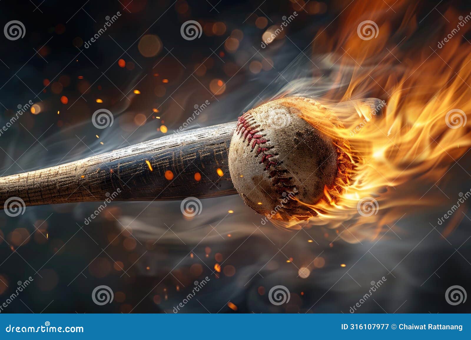Baseball Bat Shattered by Swinging at a Baseball the Form of an Burn on ...