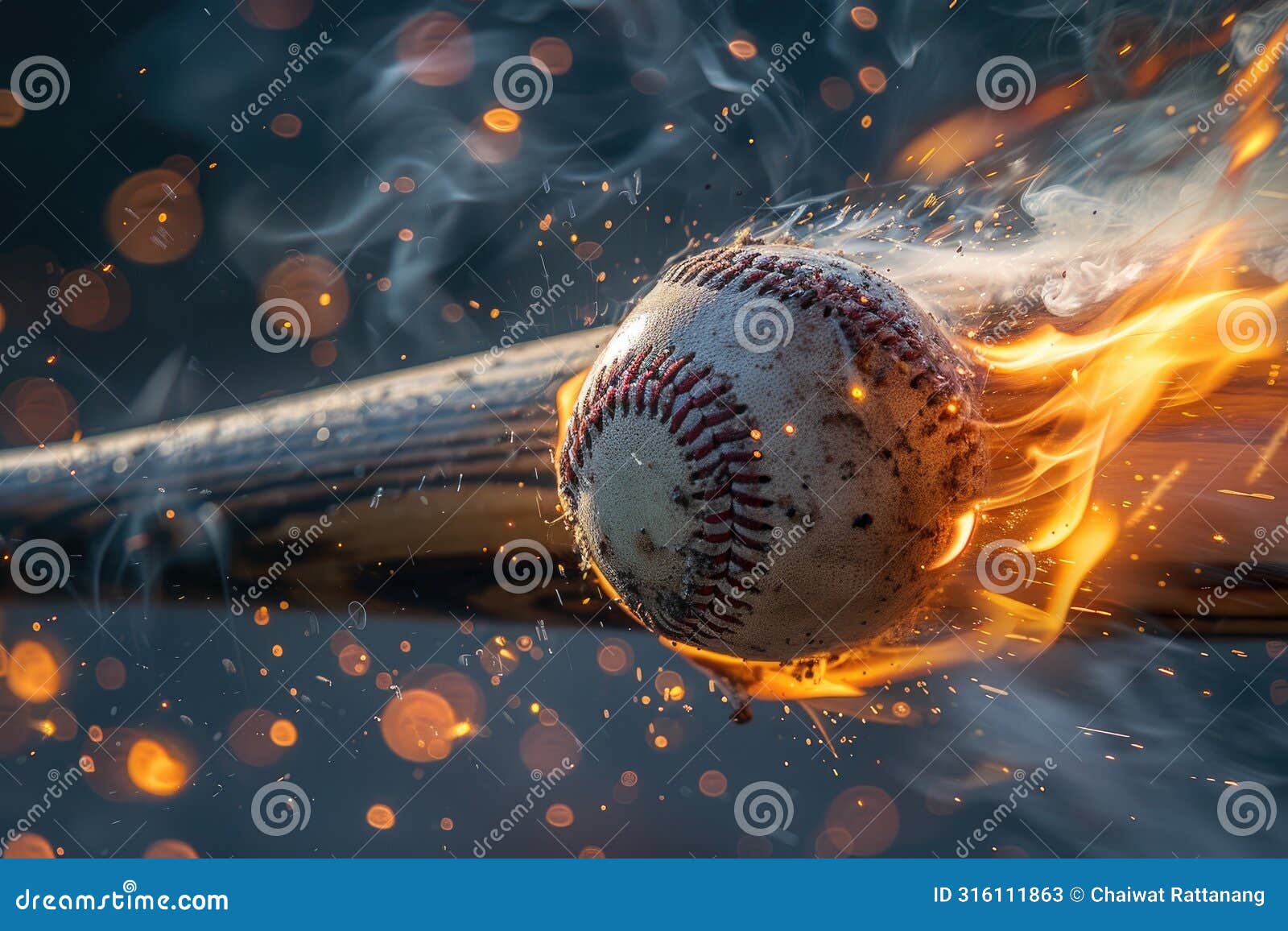 Baseball Bat Shattered by Swinging at a Baseball the Form of an Burn on ...