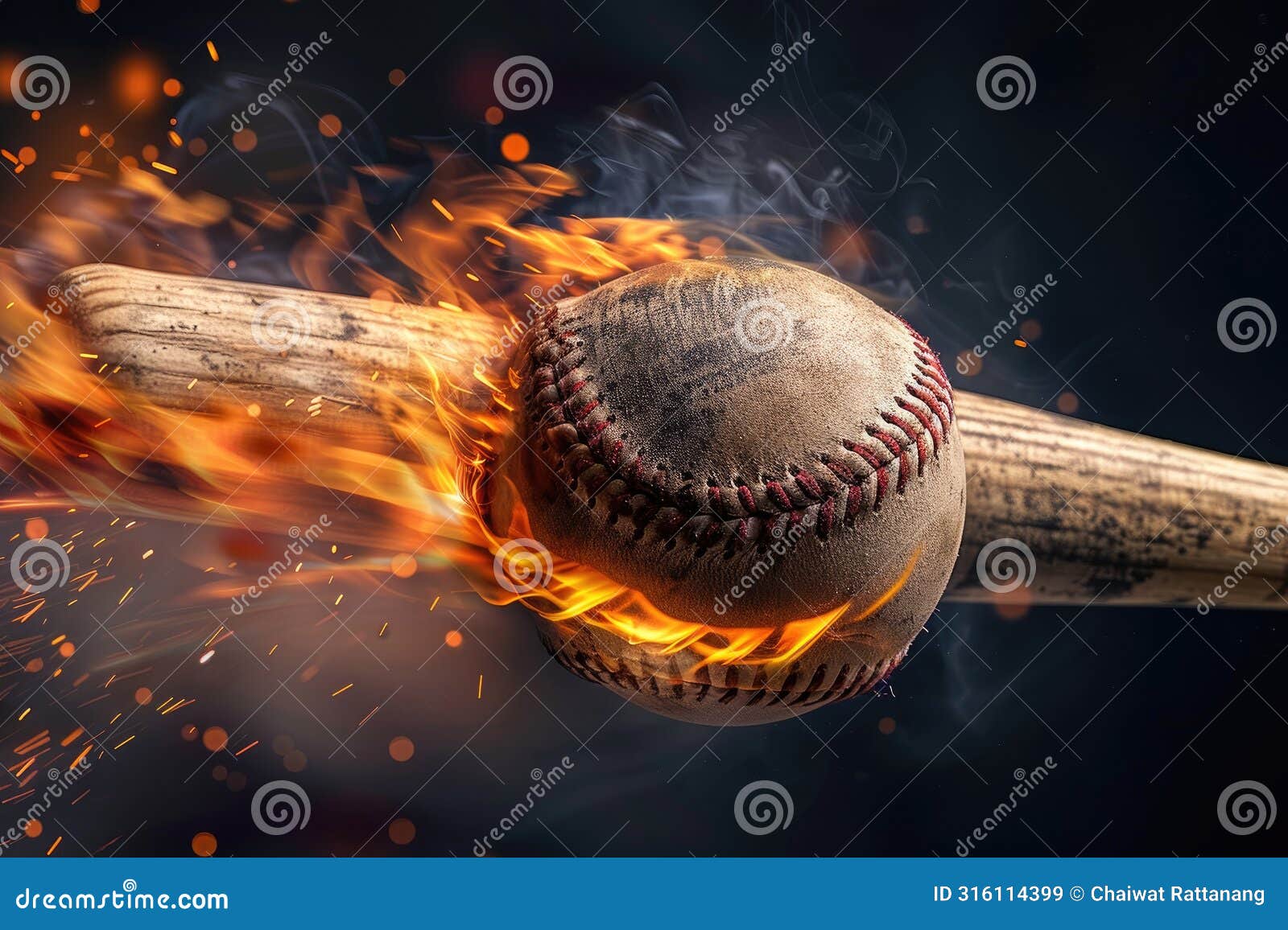 Baseball Bat Shattered by Swinging at a Baseball the Form of an Burn on ...