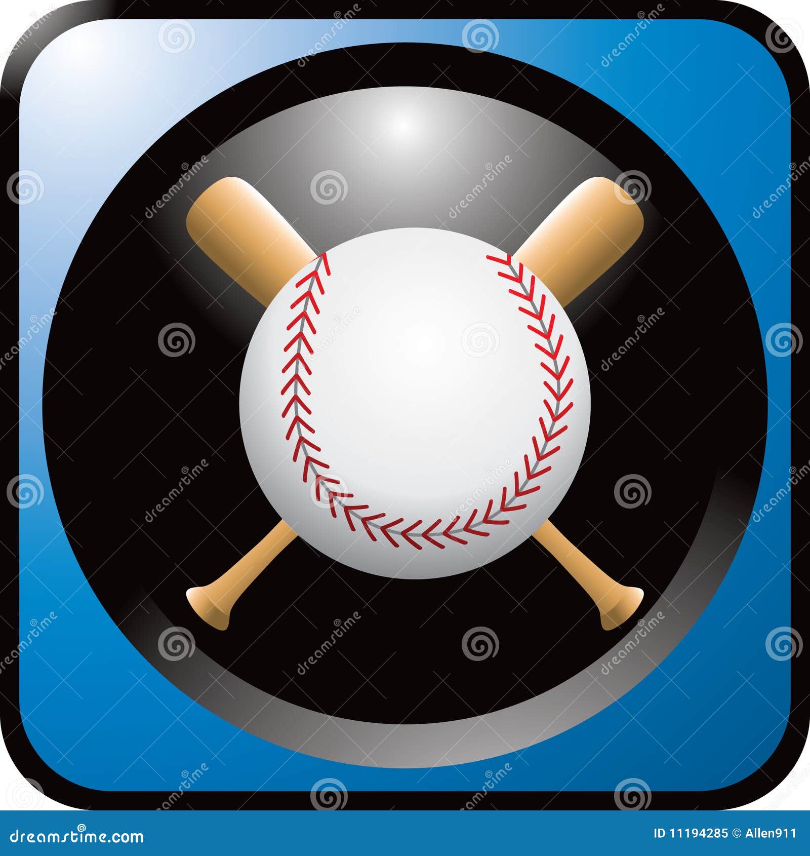 Baseball and Bats in Blue Web Button Stock Vector - Illustration of ...