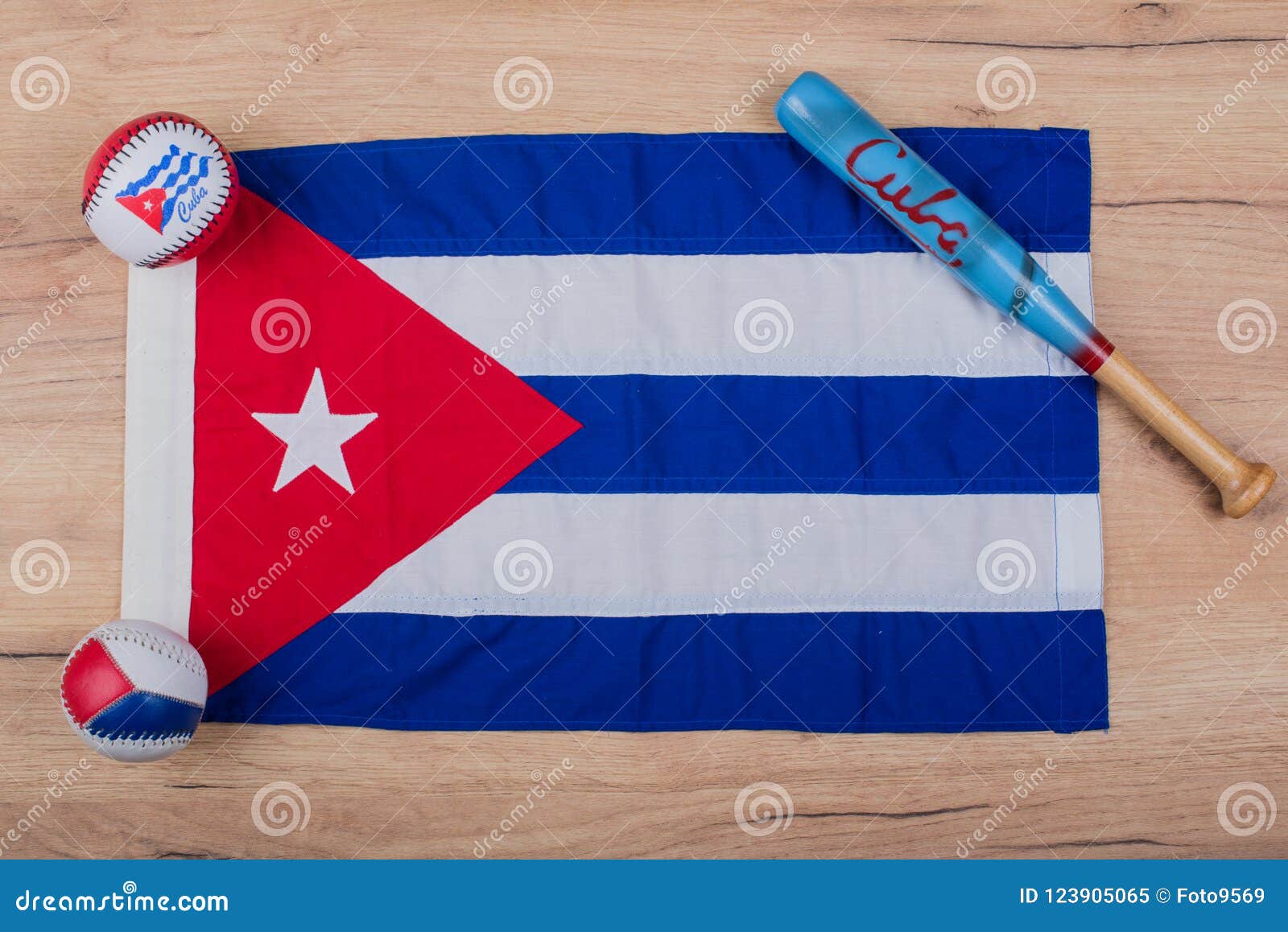 Baseball and Baseball Bats on a Flag of Cuba Stock Image - Image of ...