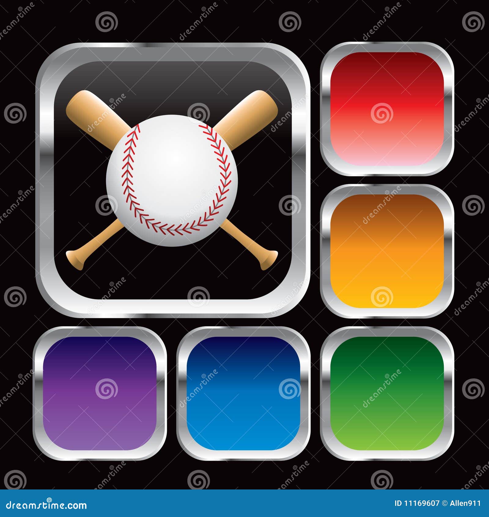 Baseball and Bats in Multicolored Web Buttons Stock Vector ...