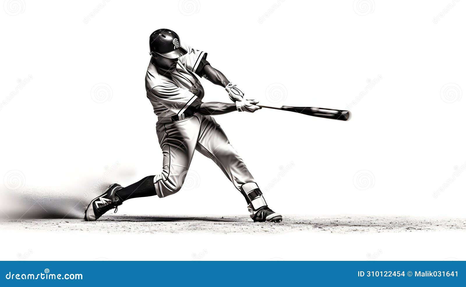 Baseball Batter Mid-swing a Dramatic Image Capture Stock Illustration ...