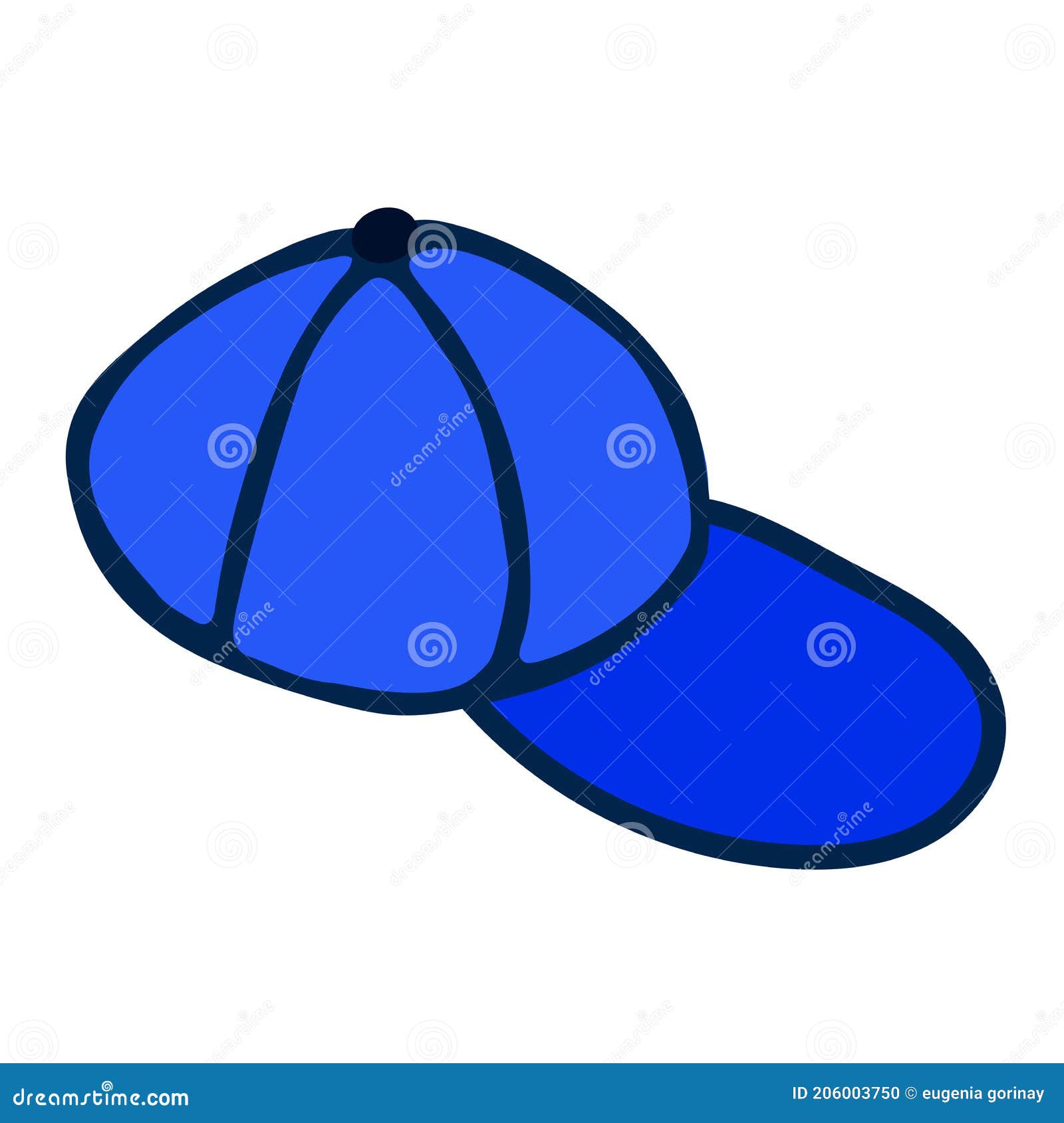 Baseball Blue Cap Flat Template Side View Isolated Stock Vector ...