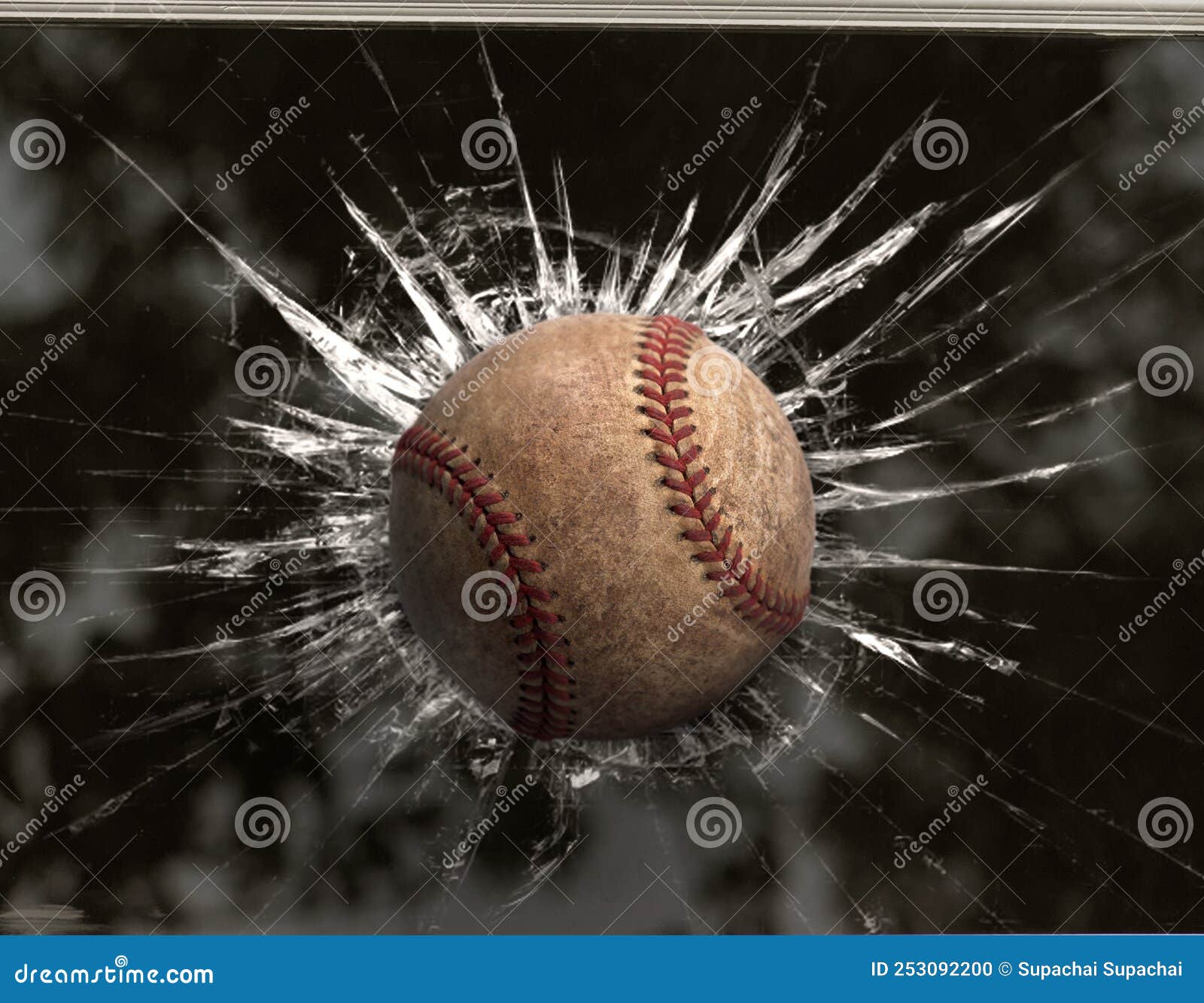 Baseball through Broken Window Editorial Image - Image of destruction ...