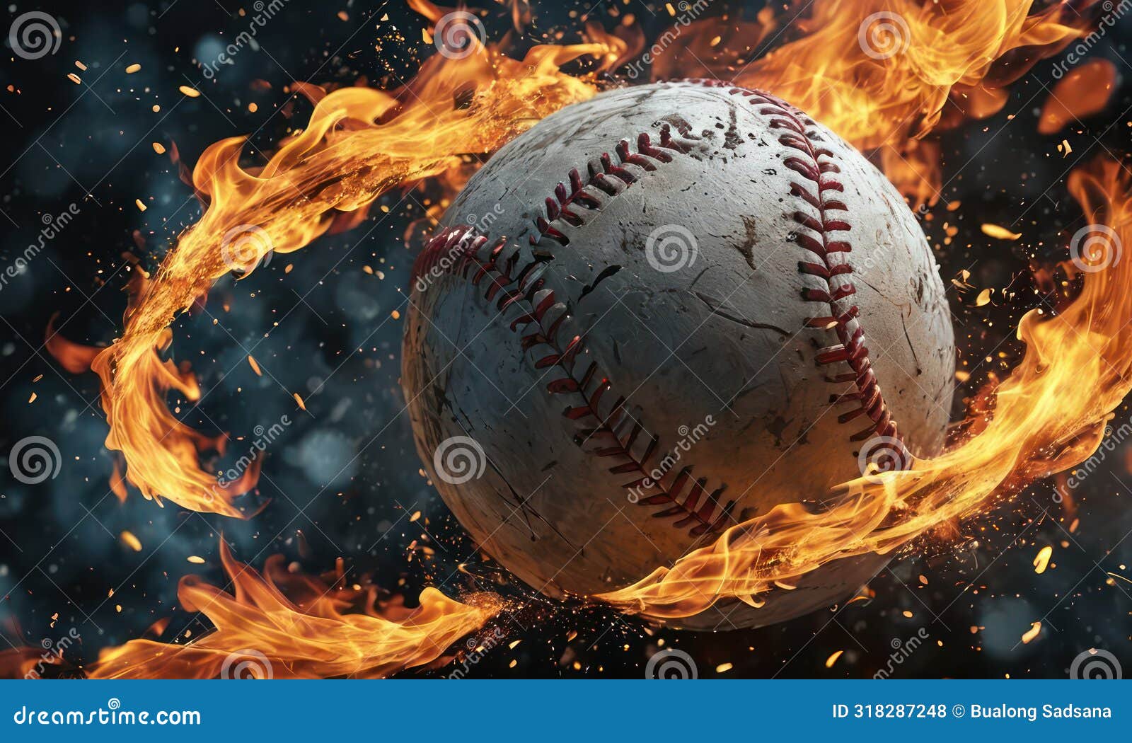 A Baseball is Burning in a Fire, with the Flames Licking the Edges of ...