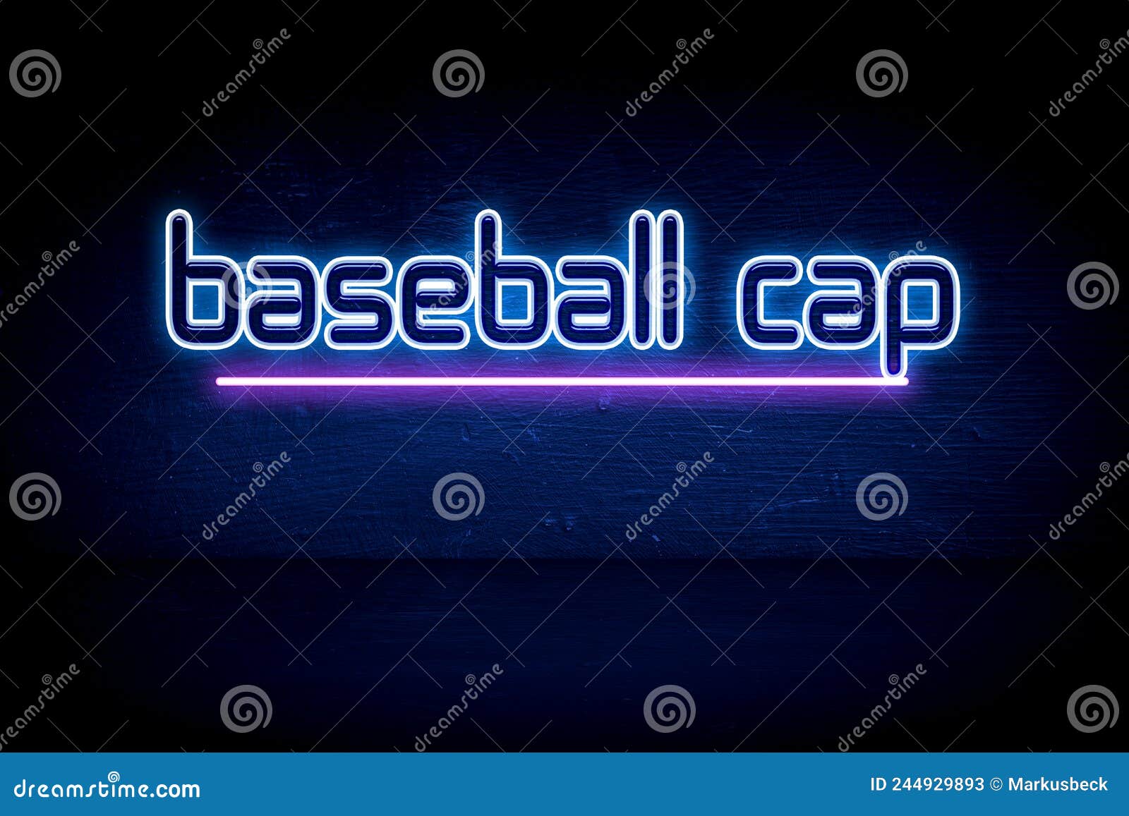 Baseball Cap - Blue Neon Announcement Signboard Stock Image - Image of ...
