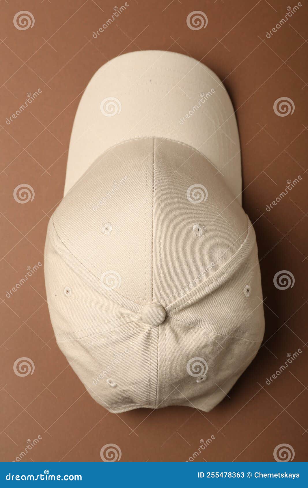 Baseball Cap on Brown Background, Top View. Mock Up for Design Stock ...