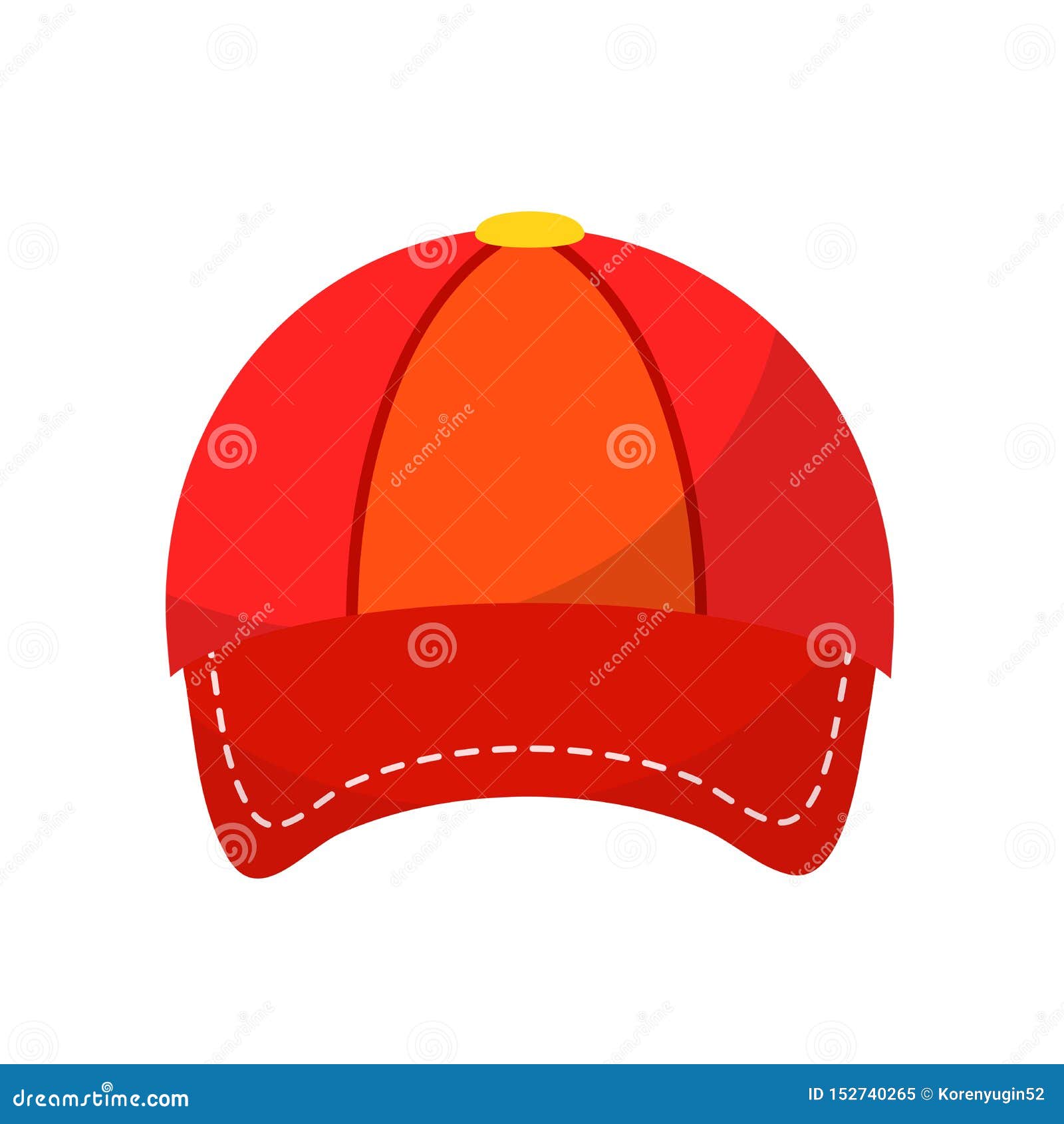 Baseball Cap in Flat Cartoon Style on White, Stock Vector Illustration ...