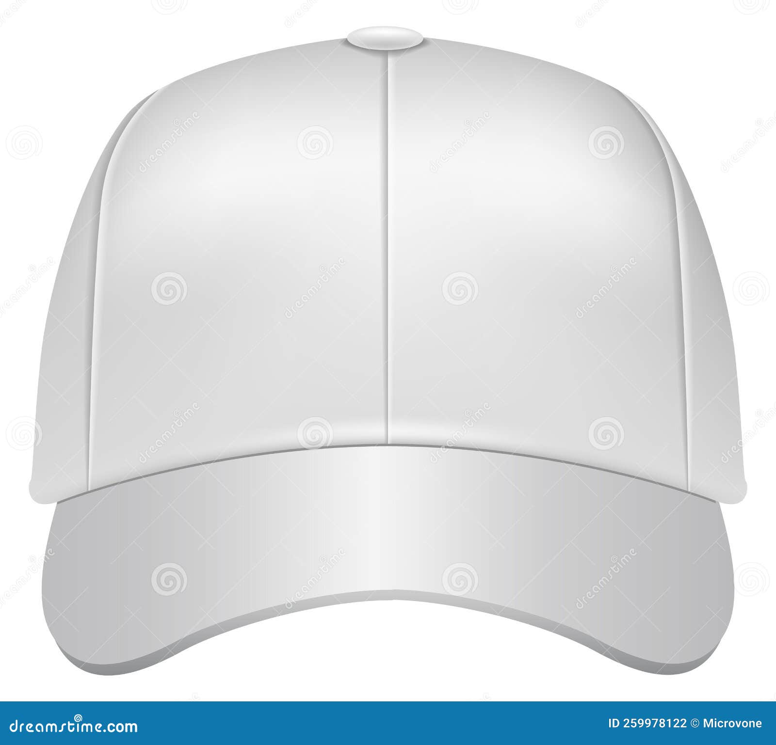 Baseball Cap Front View. Realistic White Mockup Stock Vector ...
